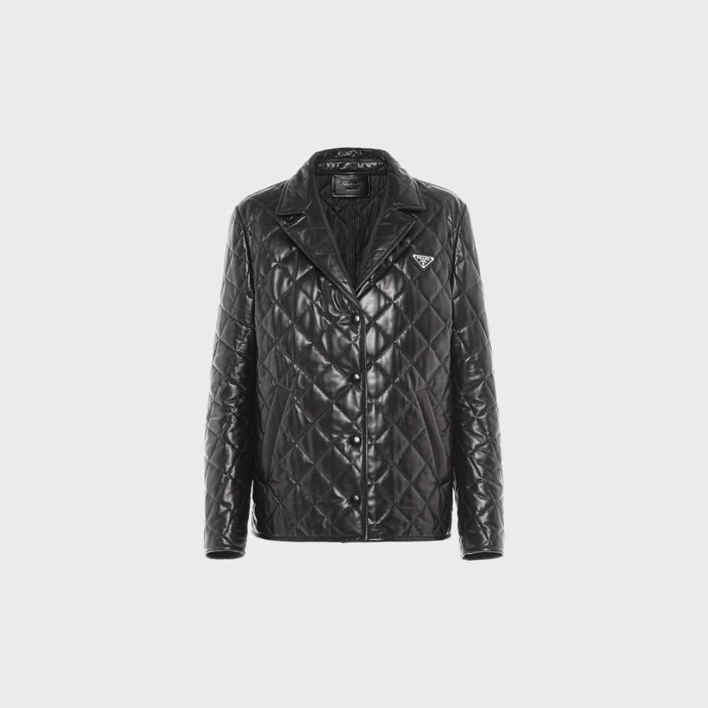 Black Quilted nappa leather jacket | Prada