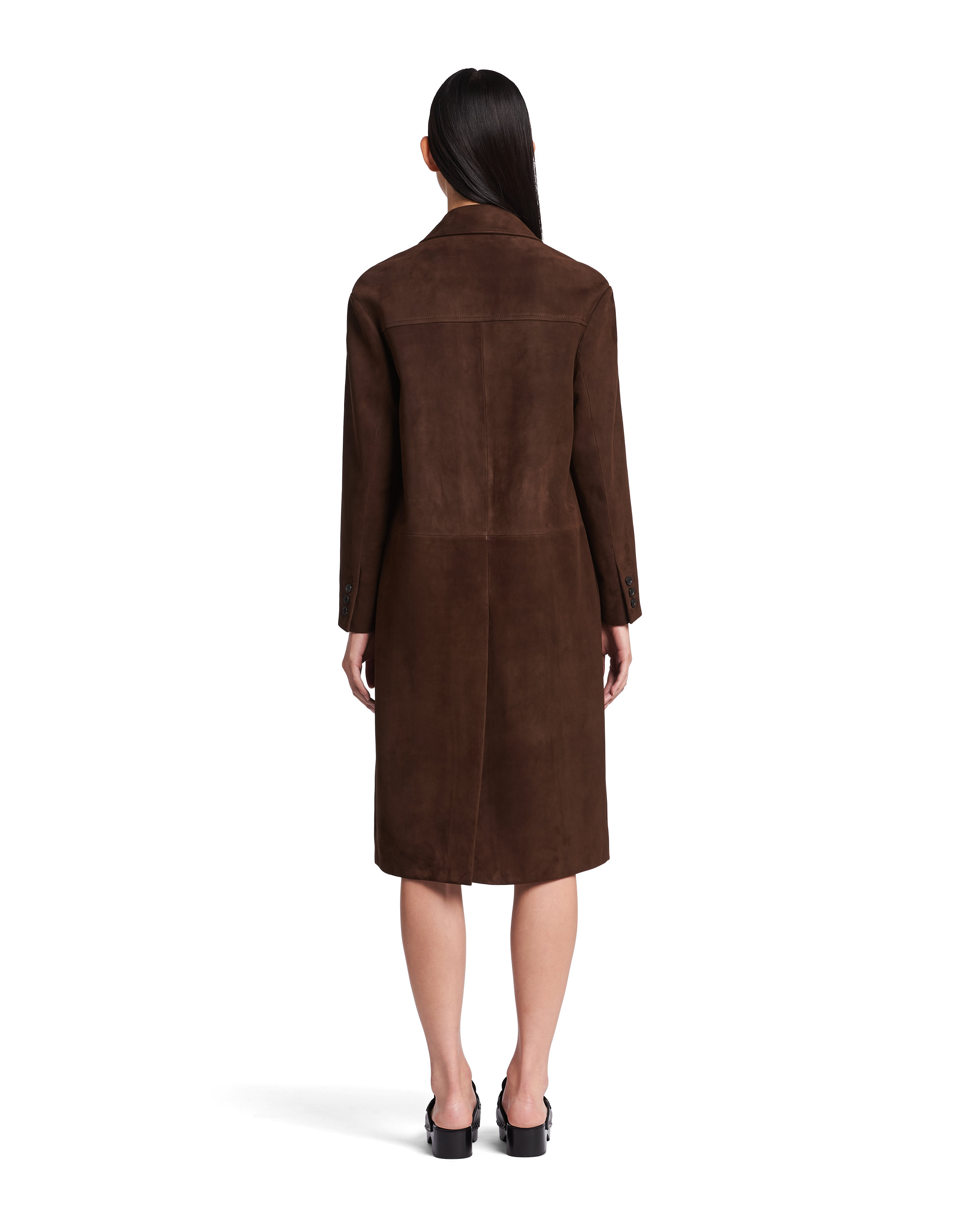 Dark Brown Suede coat | Prada