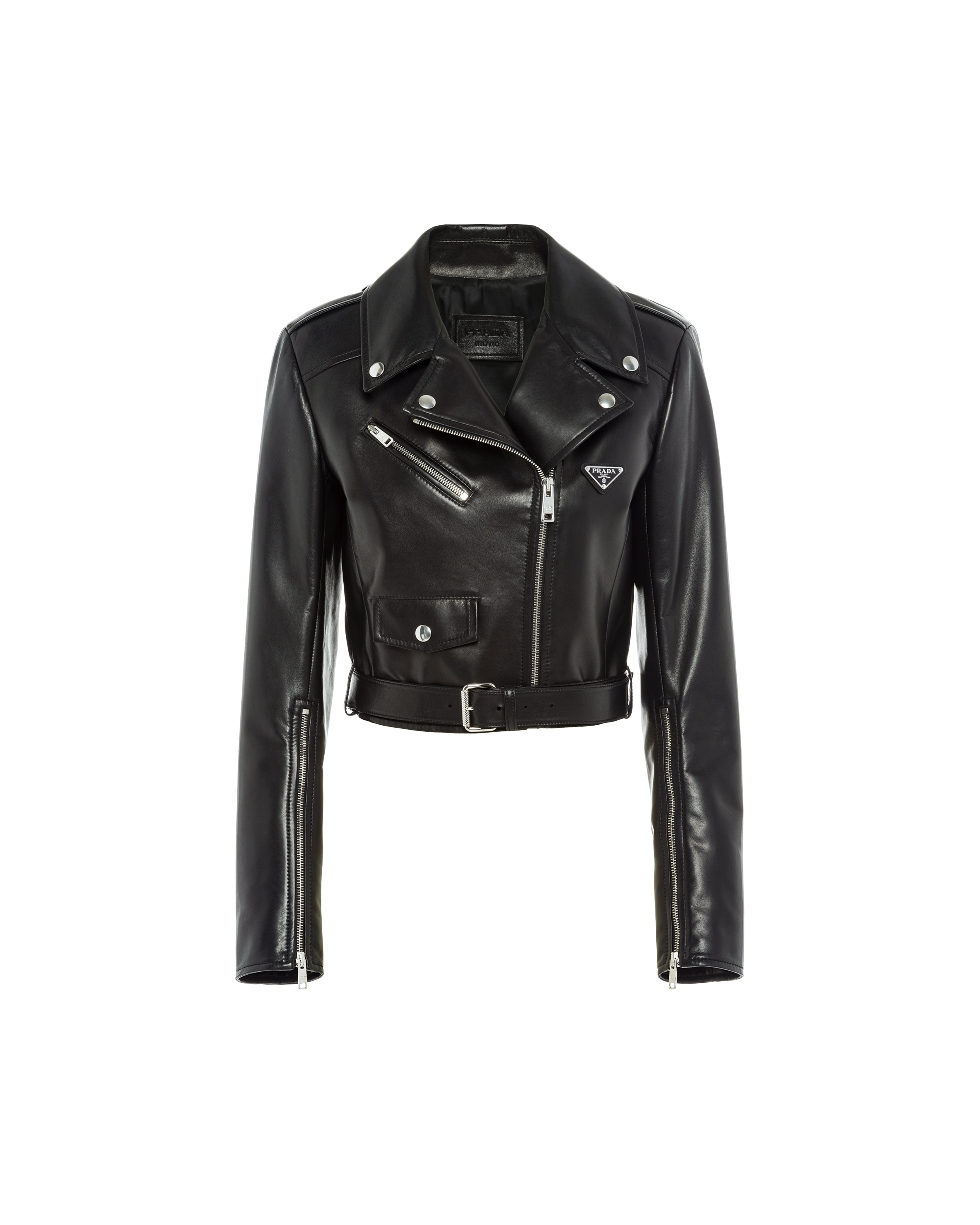 Black Nappa leather biker jacket | Prada