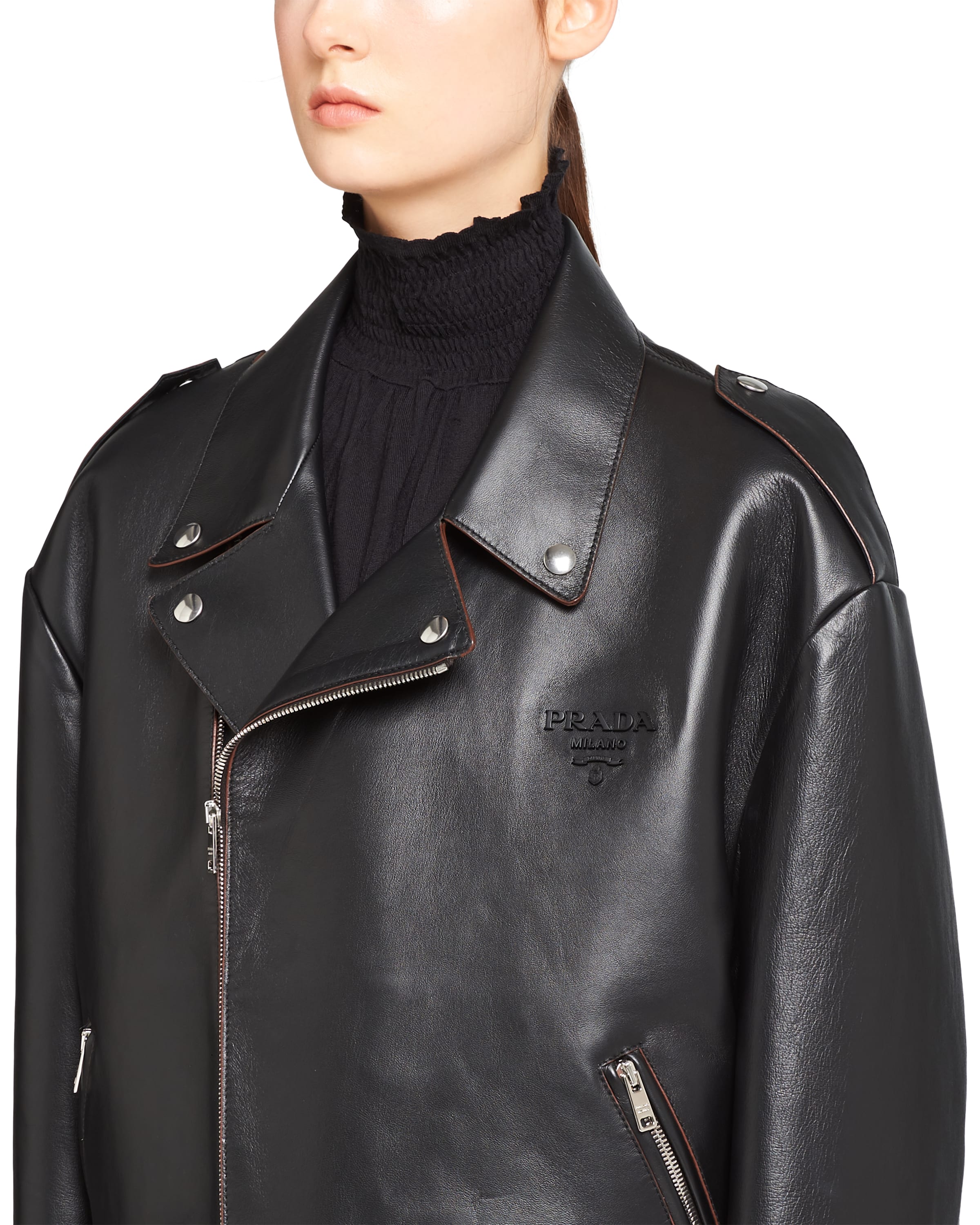 Nappa leather biker jacket | Prada