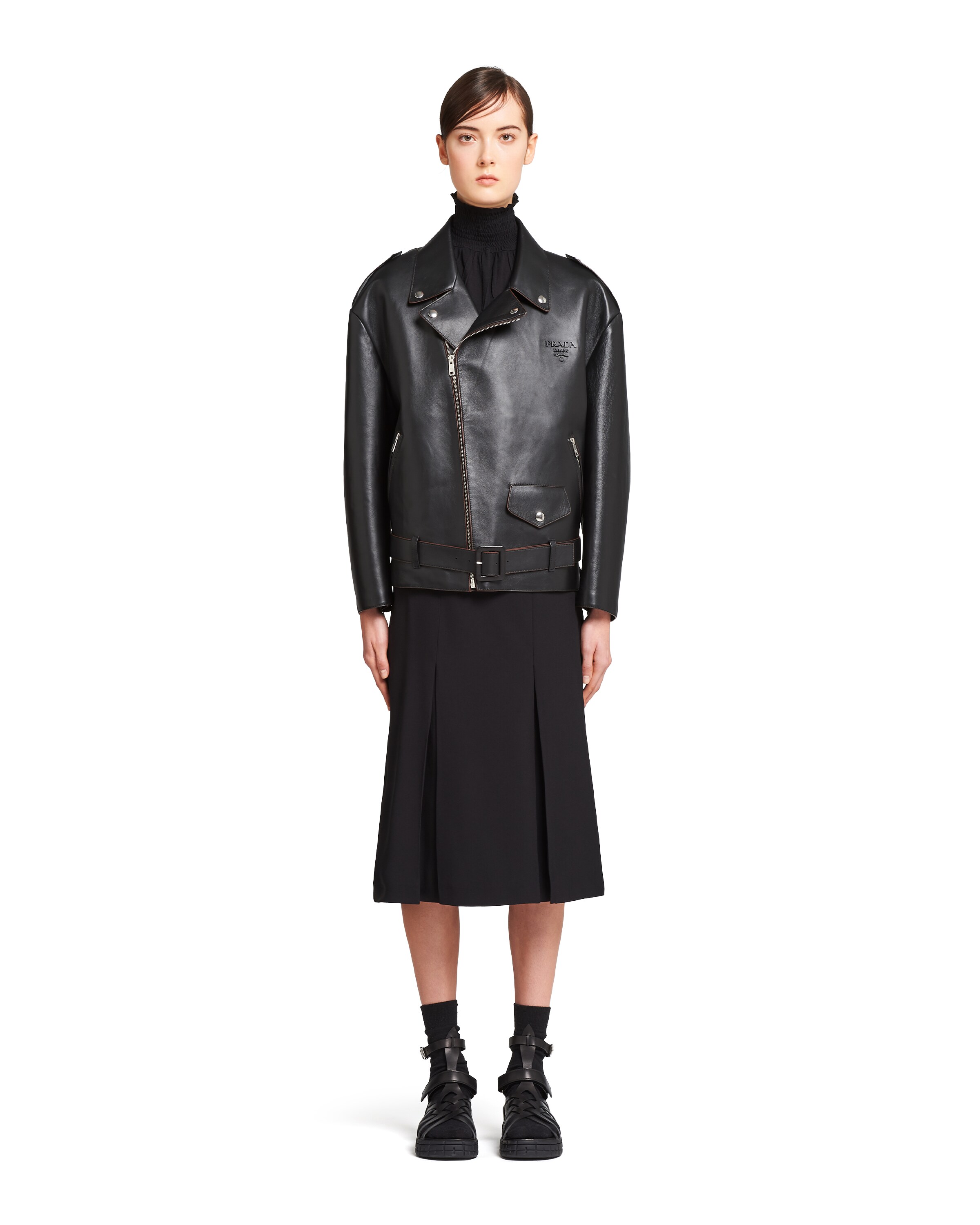 Nappa leather biker jacket | Prada
