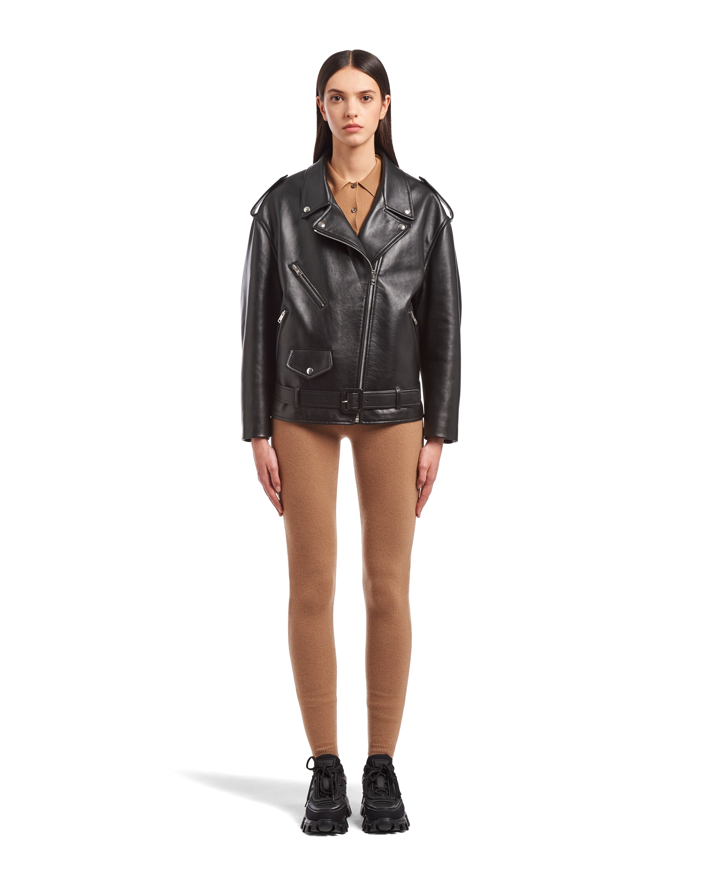 Black Leather biker jacket | Prada