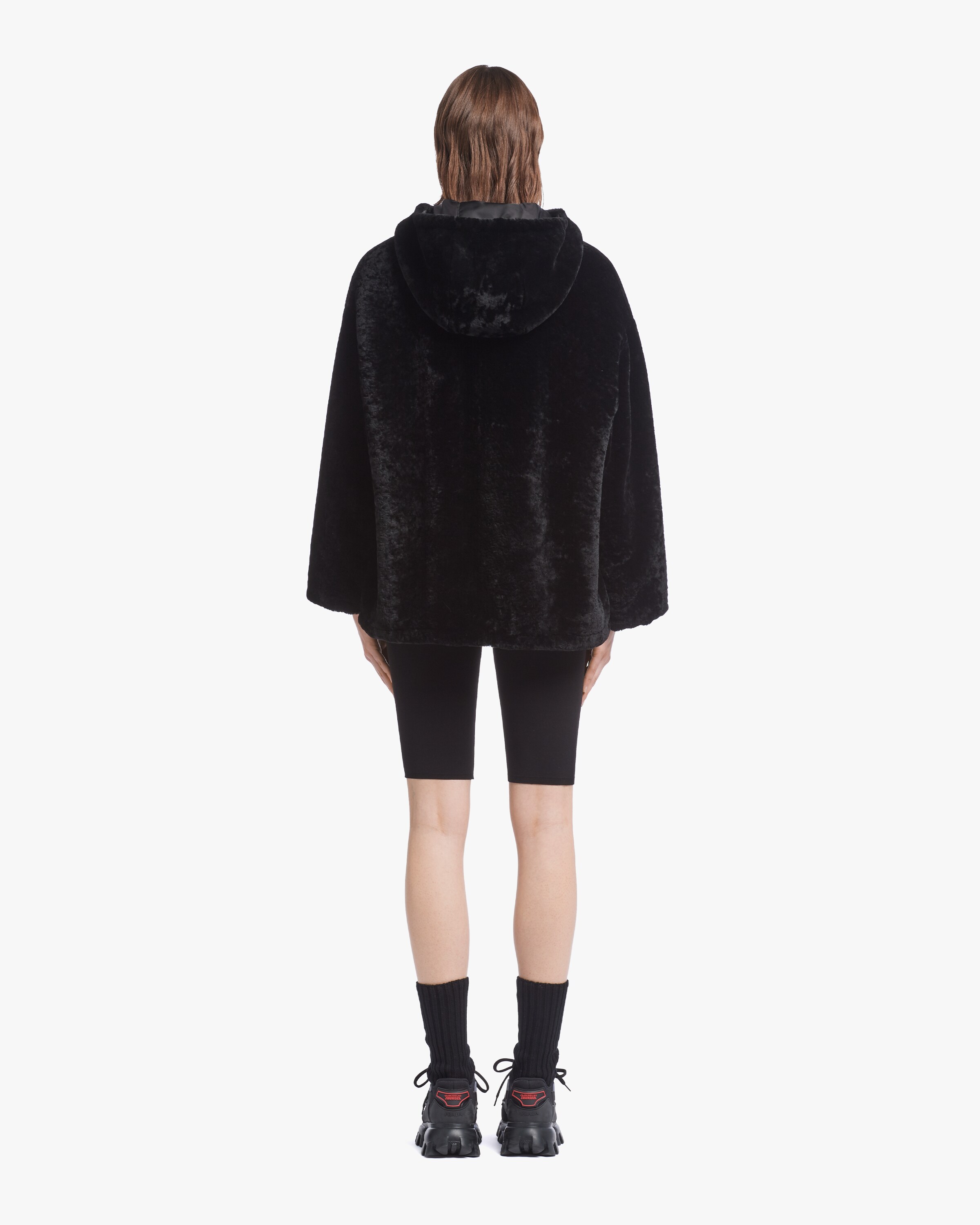 Black Reversible gabardine and shearling jacket | Prada