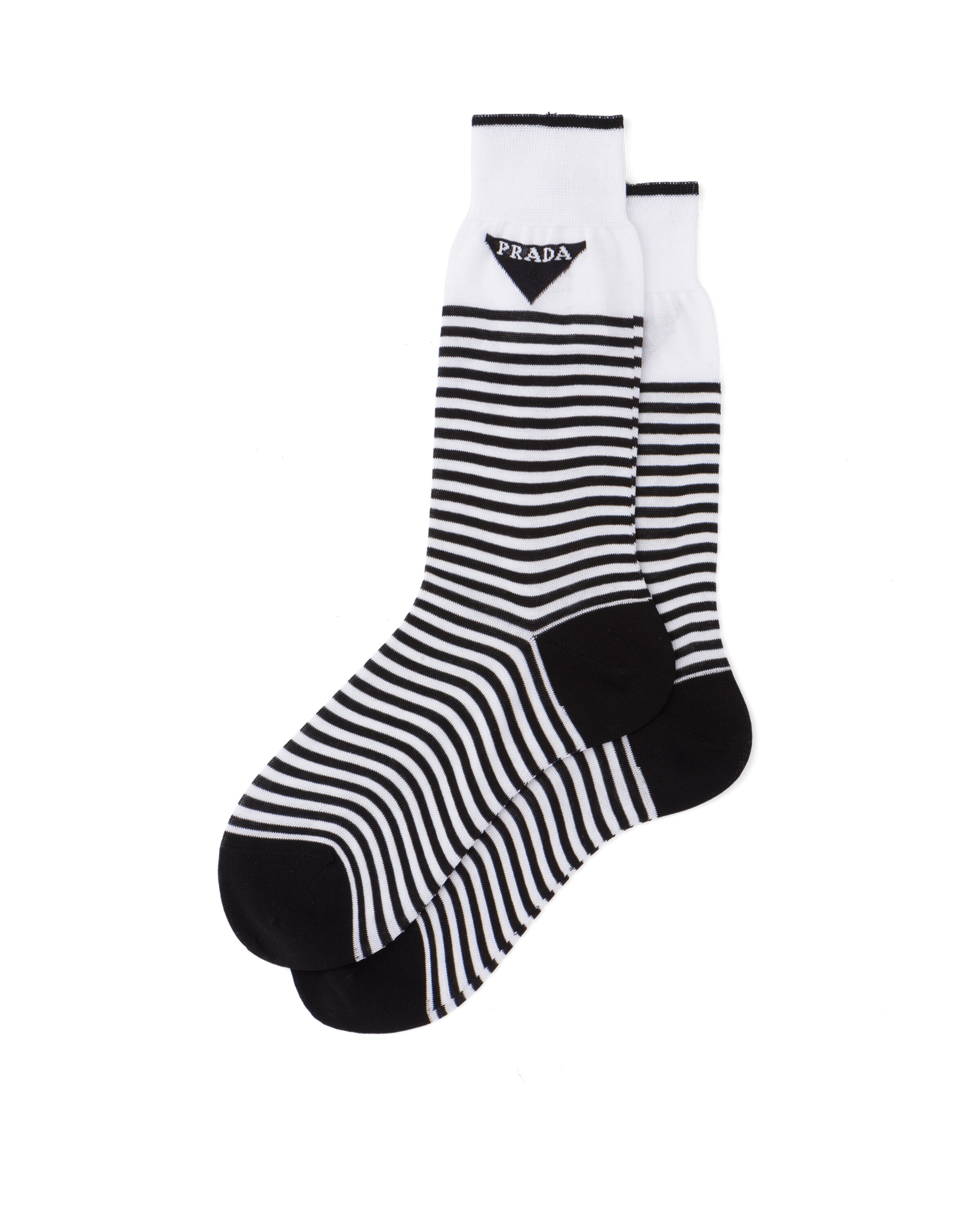 White/black Cotton socks | Prada
