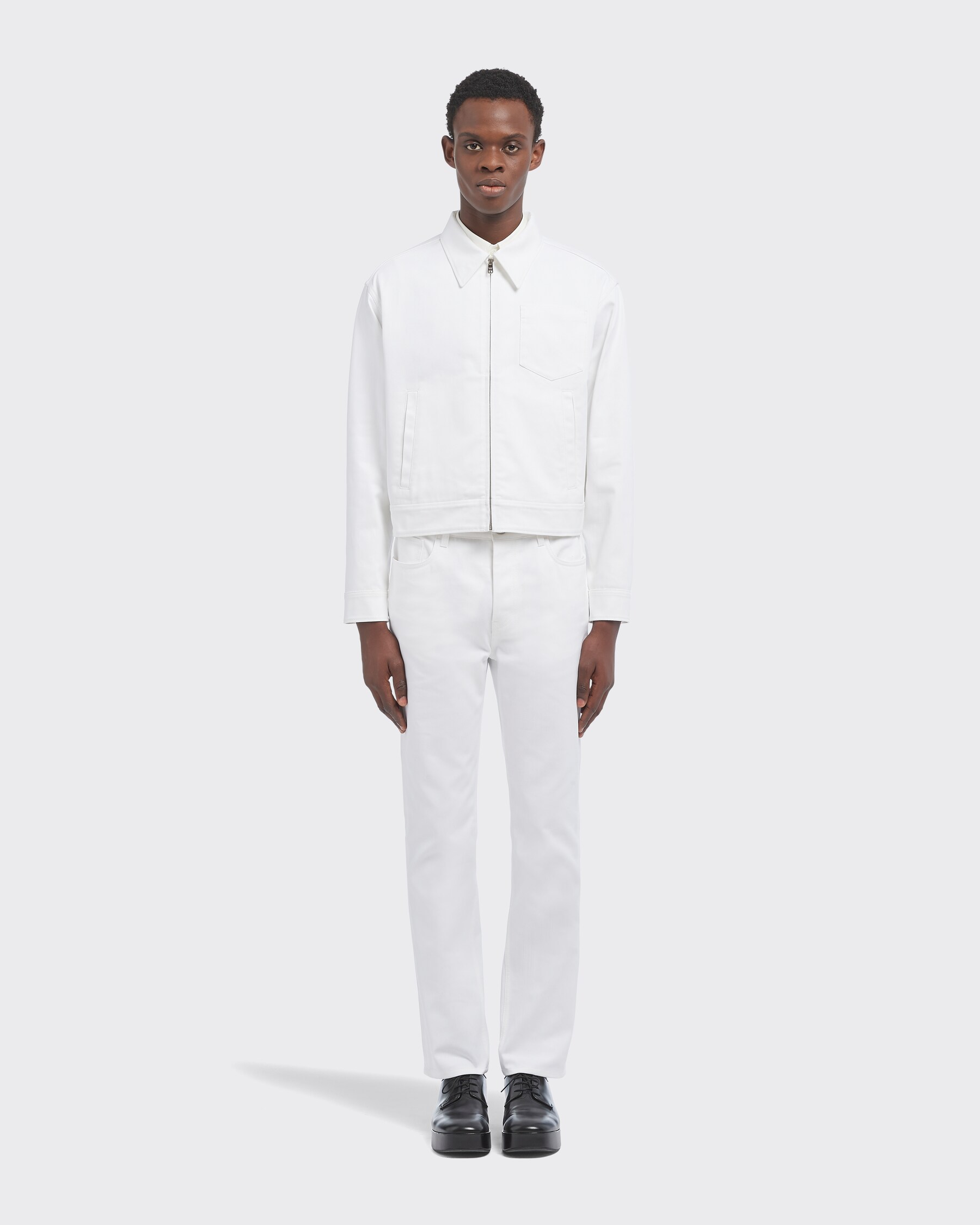 Optical White Drill Blouson Jacket | PRADA