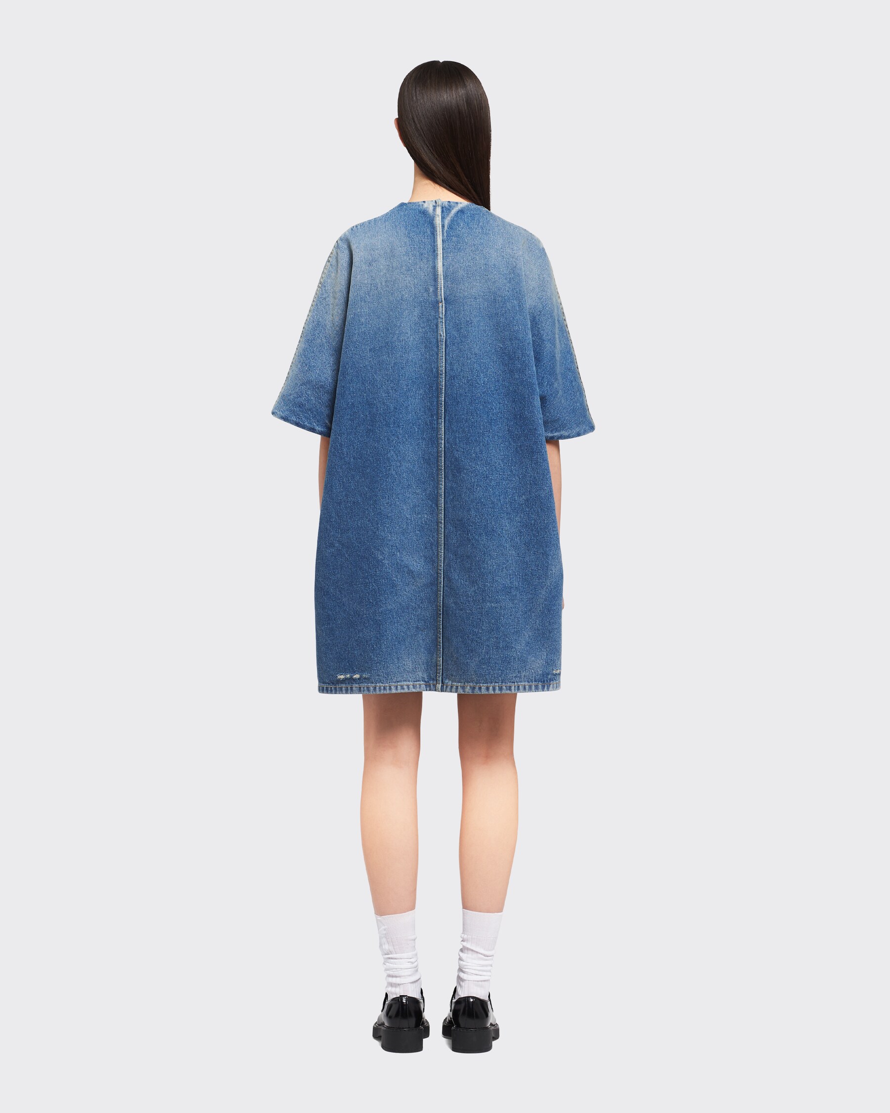 Navy Organic Denim Mini-dress | PRADA