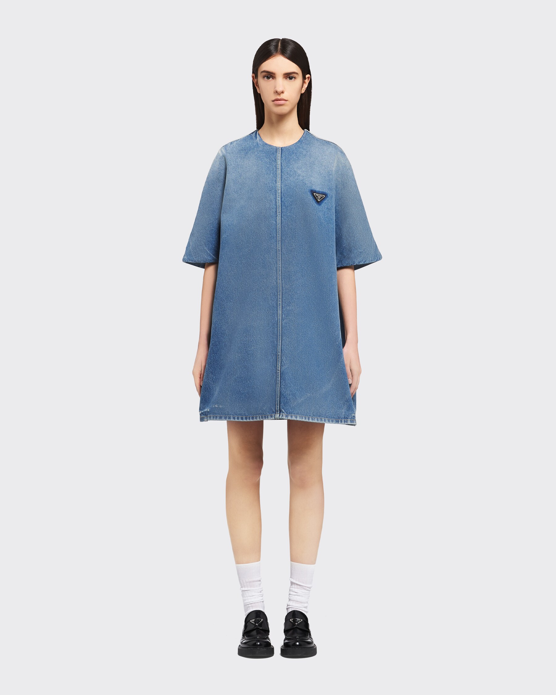 Navy Organic Denim Mini-dress | PRADA