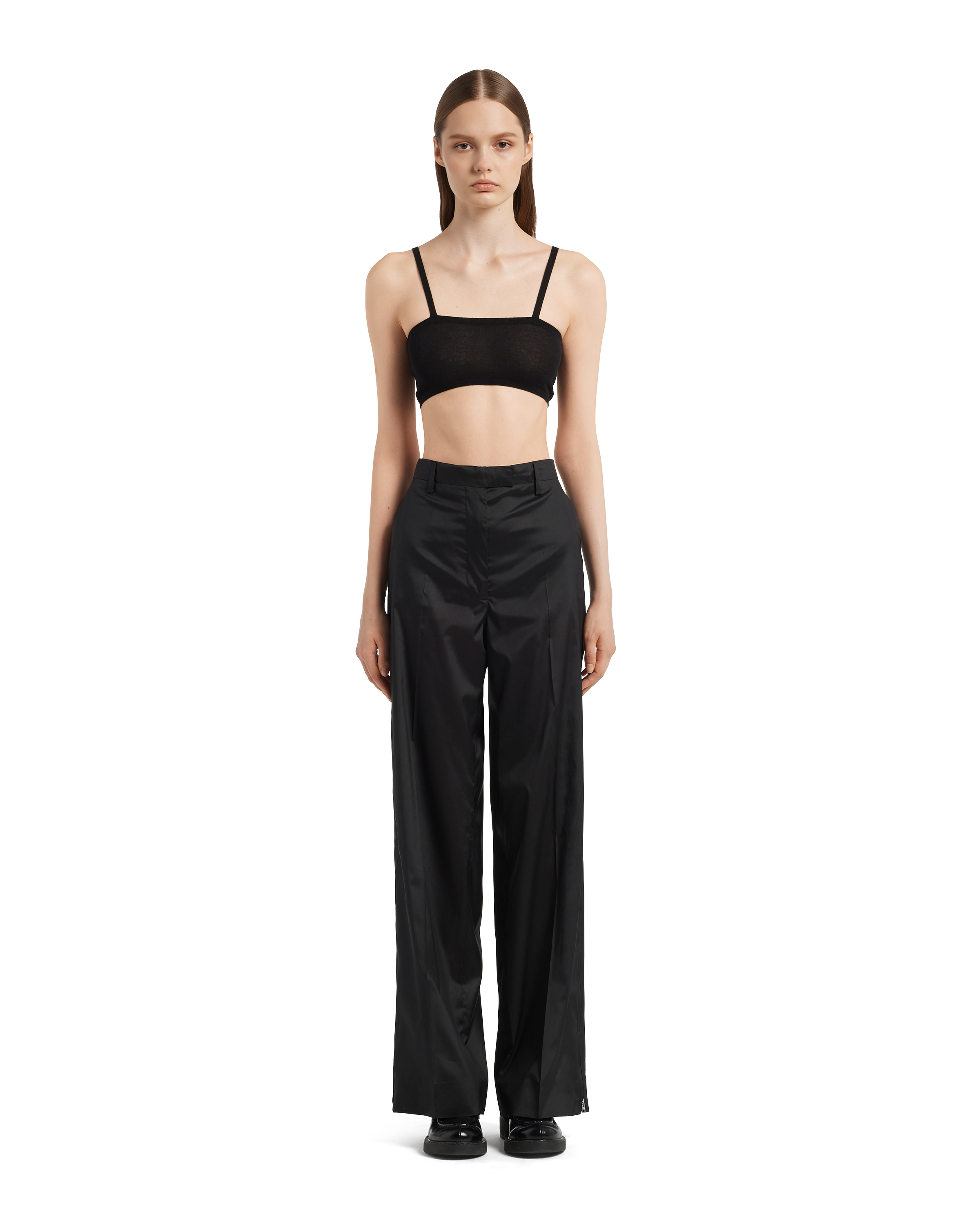 黑色 丝质长裤 | Prada