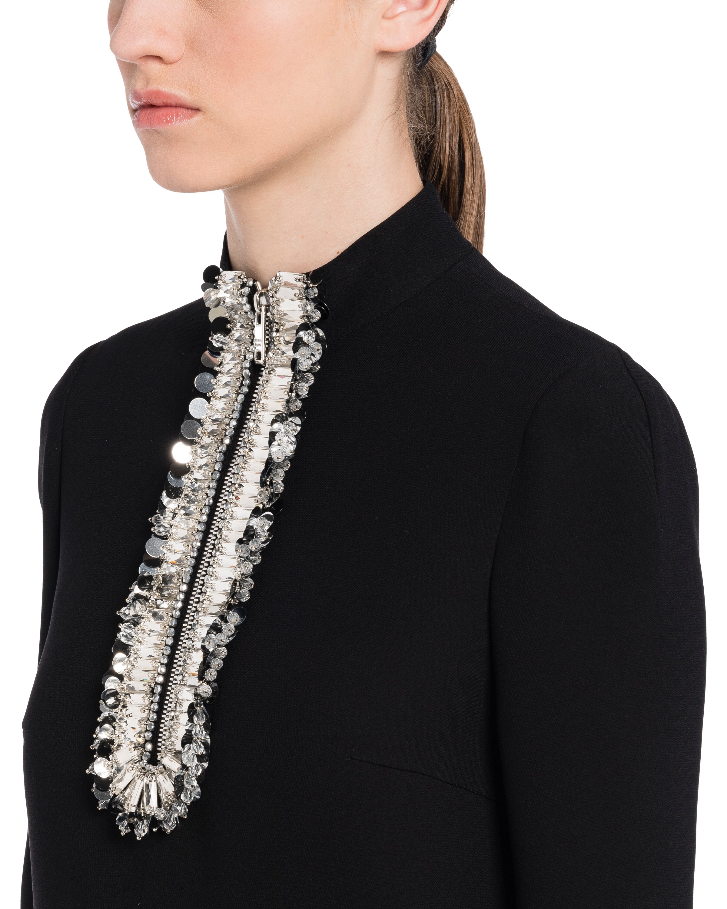 Black Embroidered cady dress | Prada