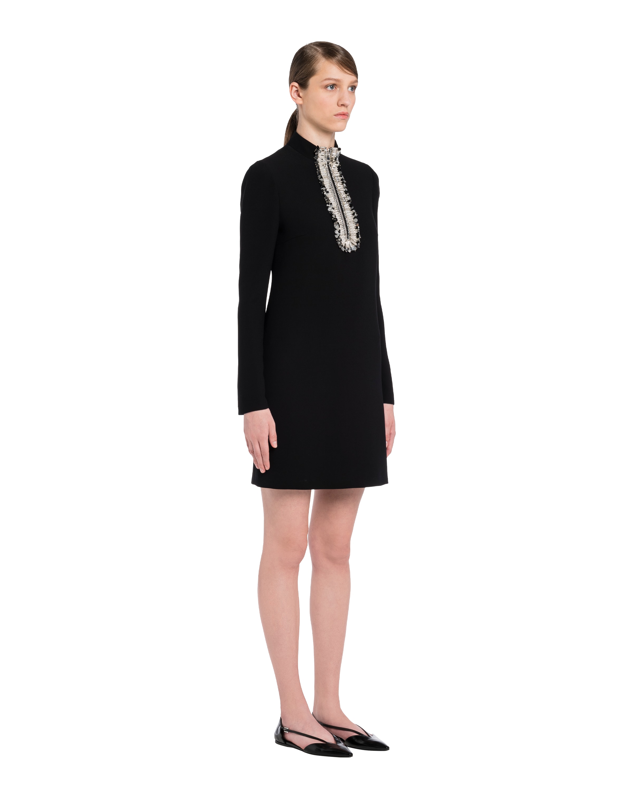 Black Embroidered cady dress | Prada