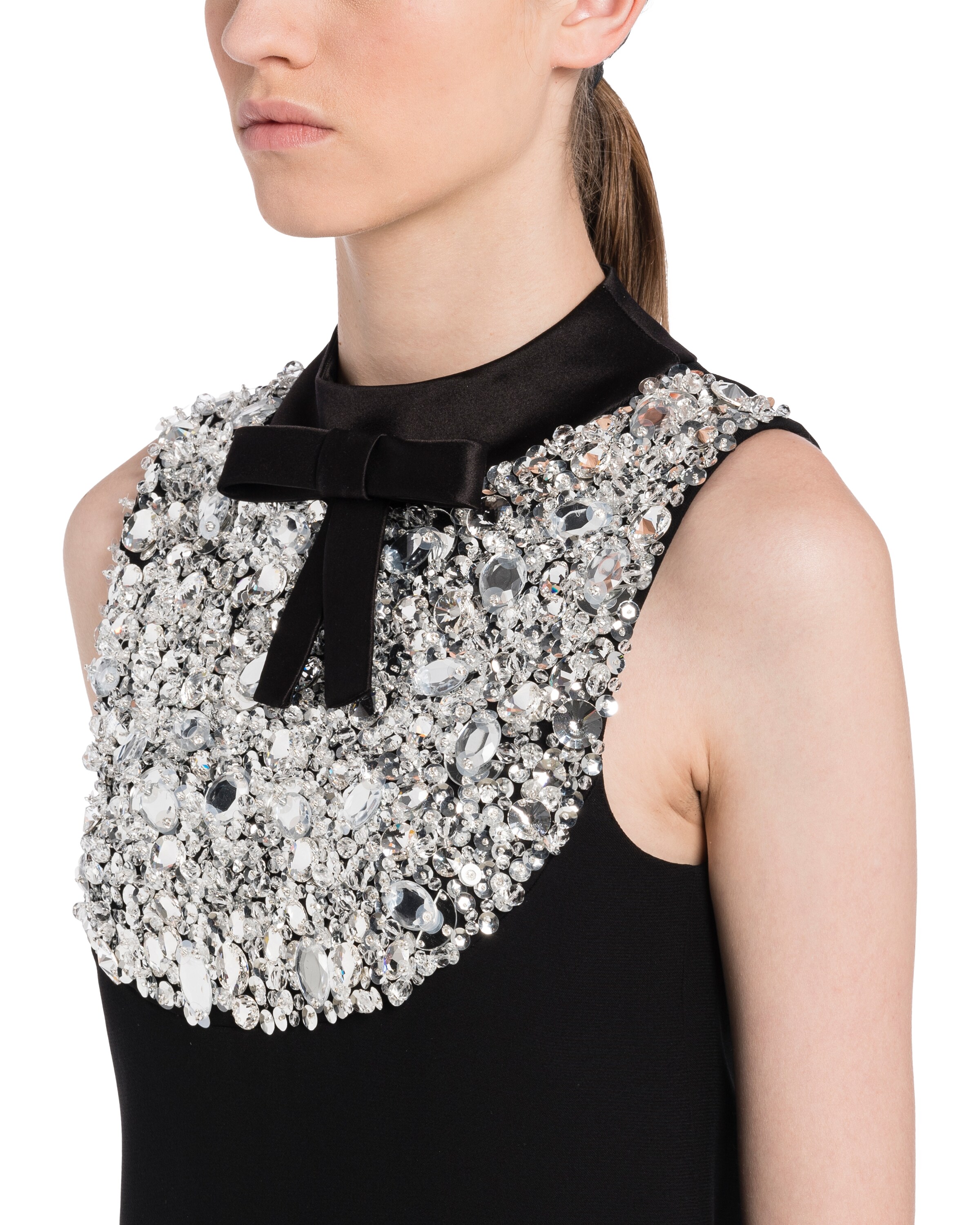 Black Embroidered cady dress | Prada