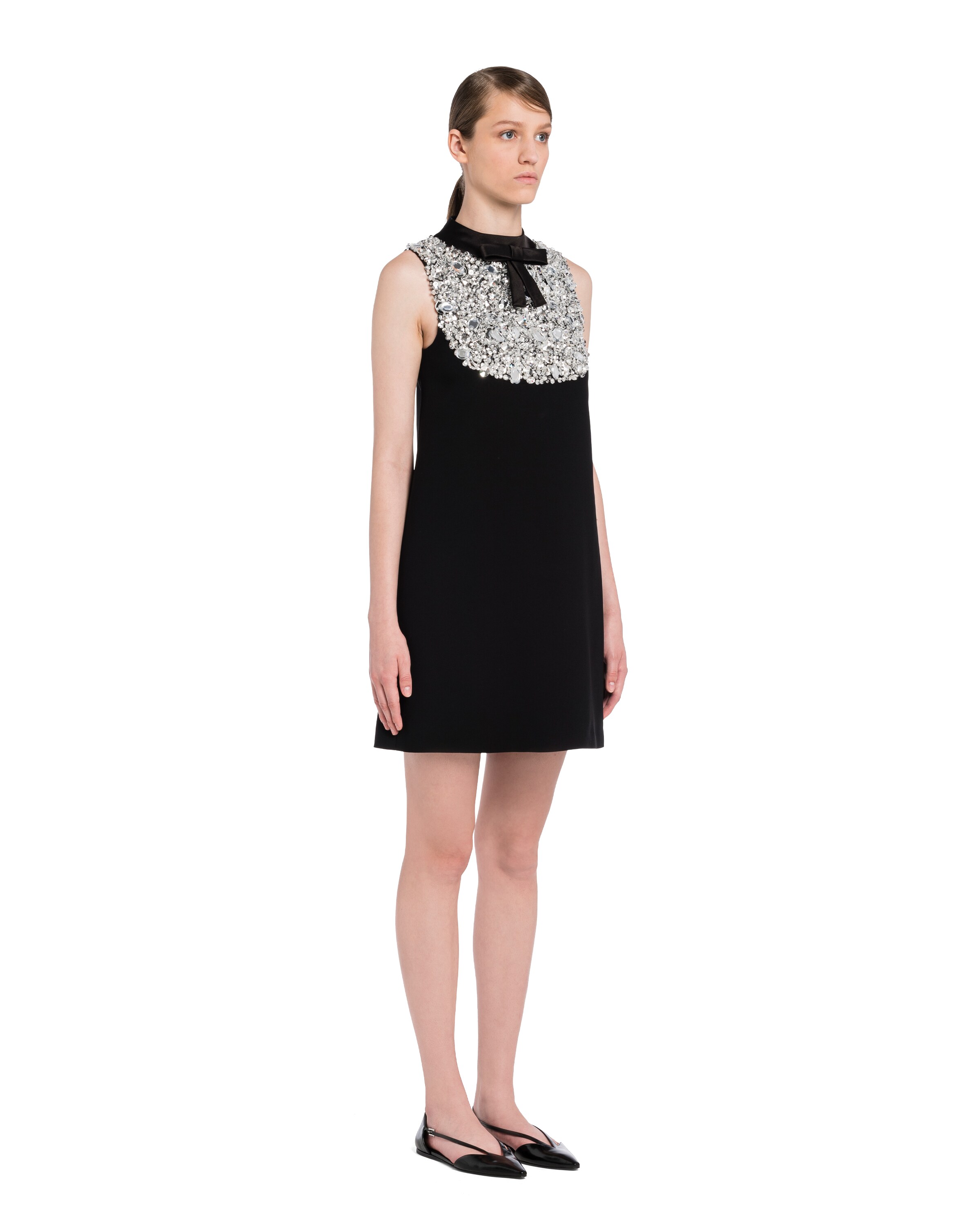 Black Embroidered cady dress | Prada