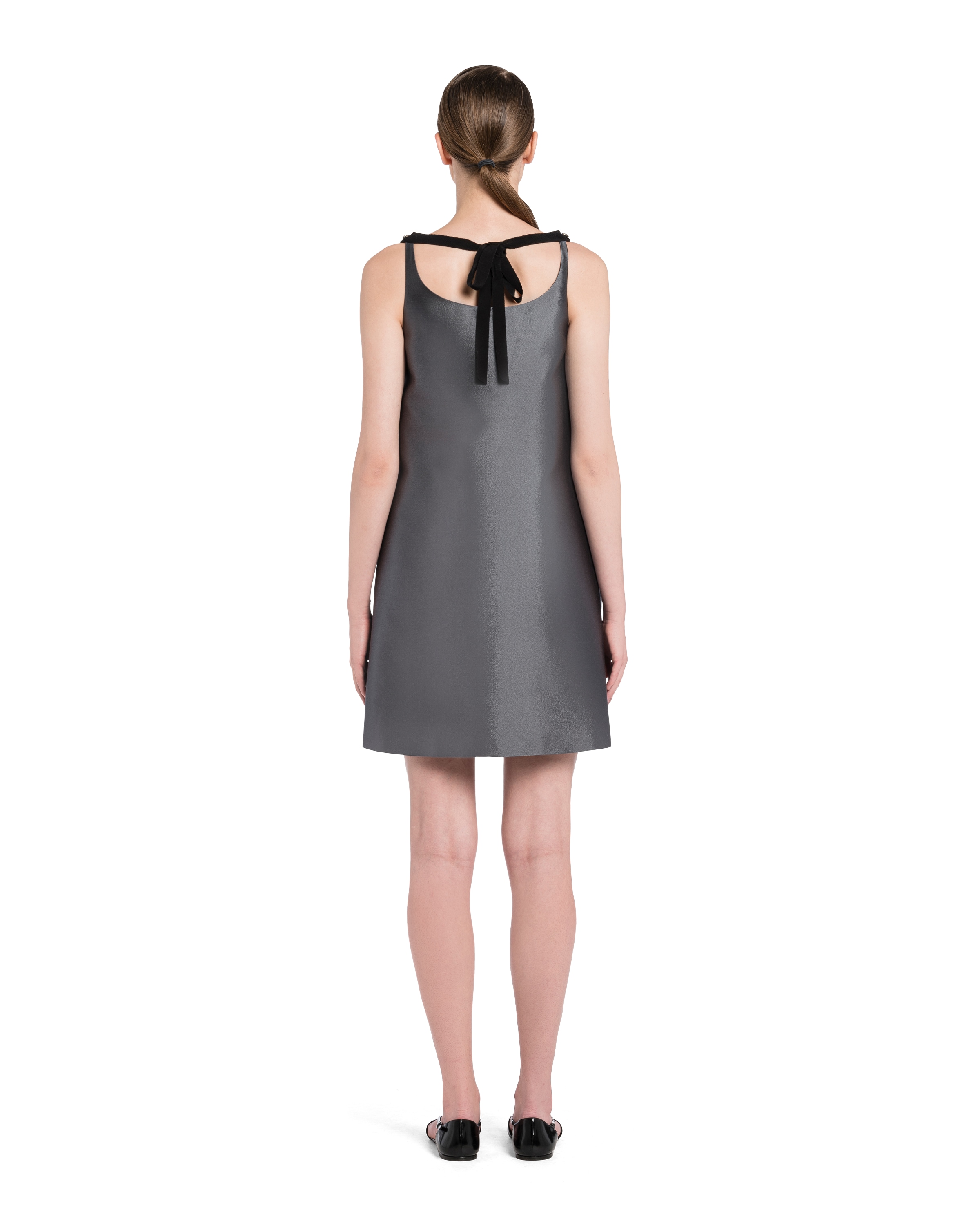 Iron Gray Wool and silk embroidered dress | Prada