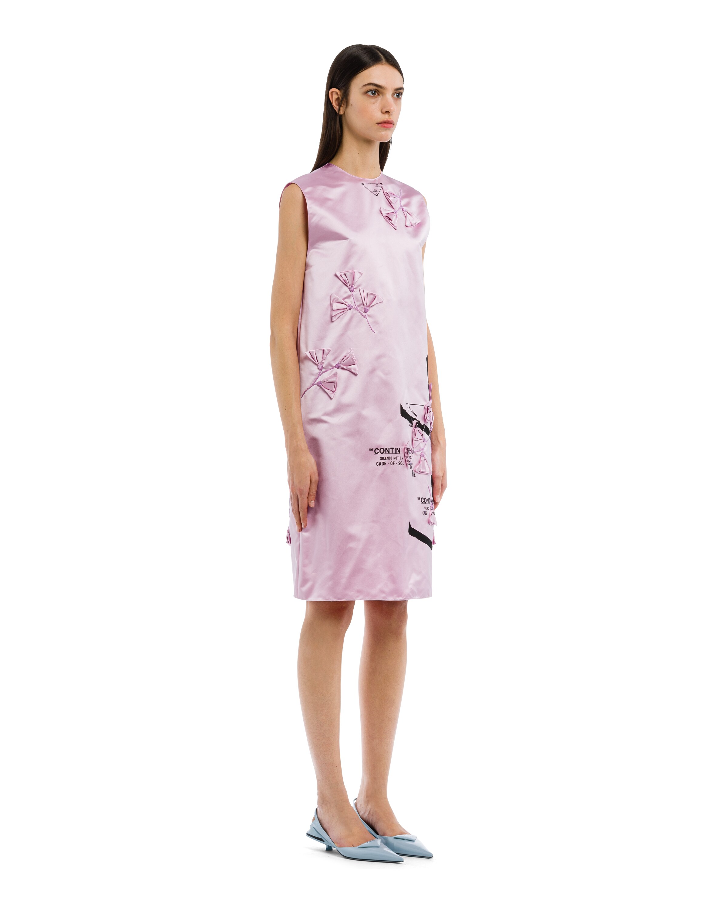 Mauve Printed embroidered duchesse dress | Prada
