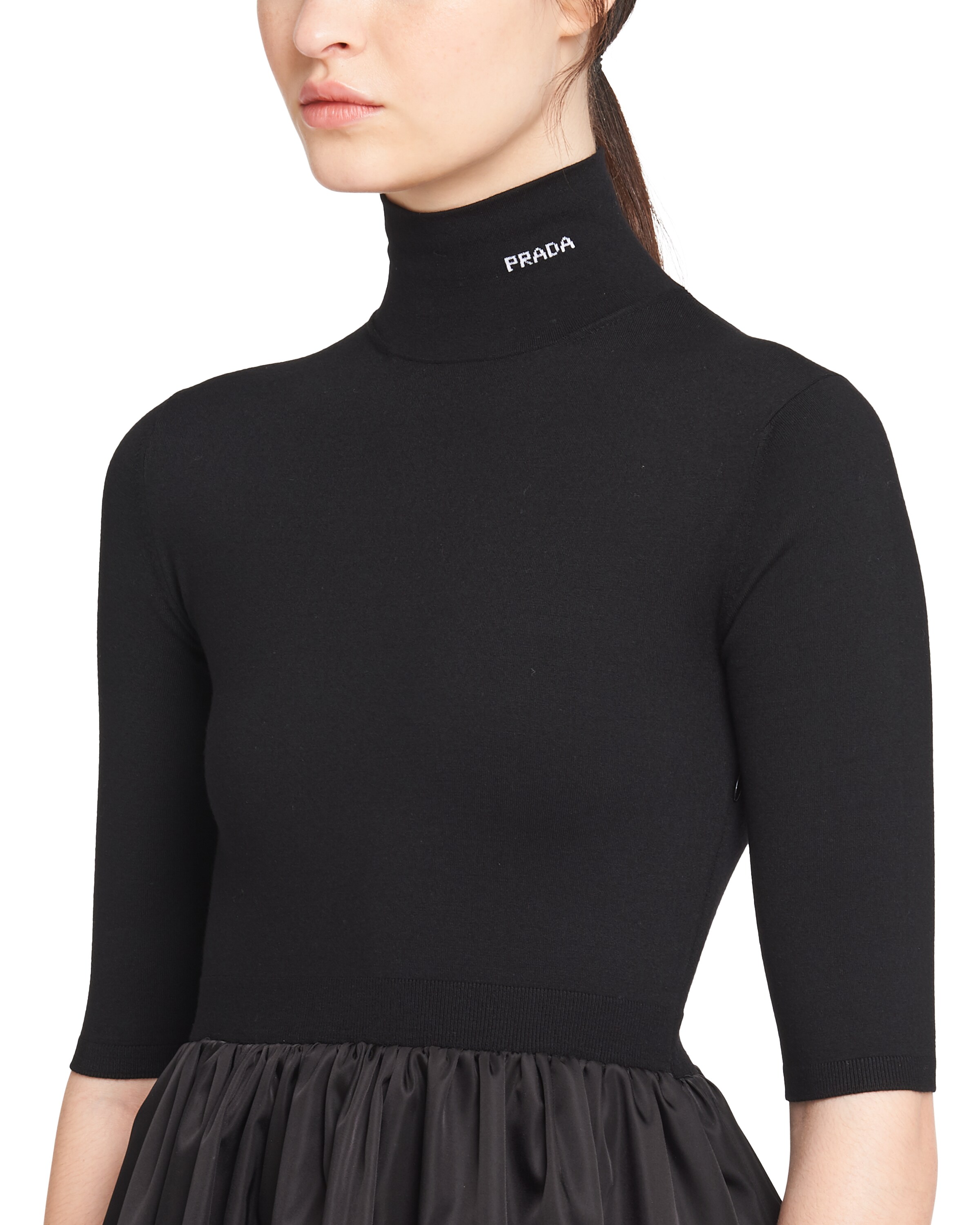 Black/black Re-Nylon gabardine dress | Prada