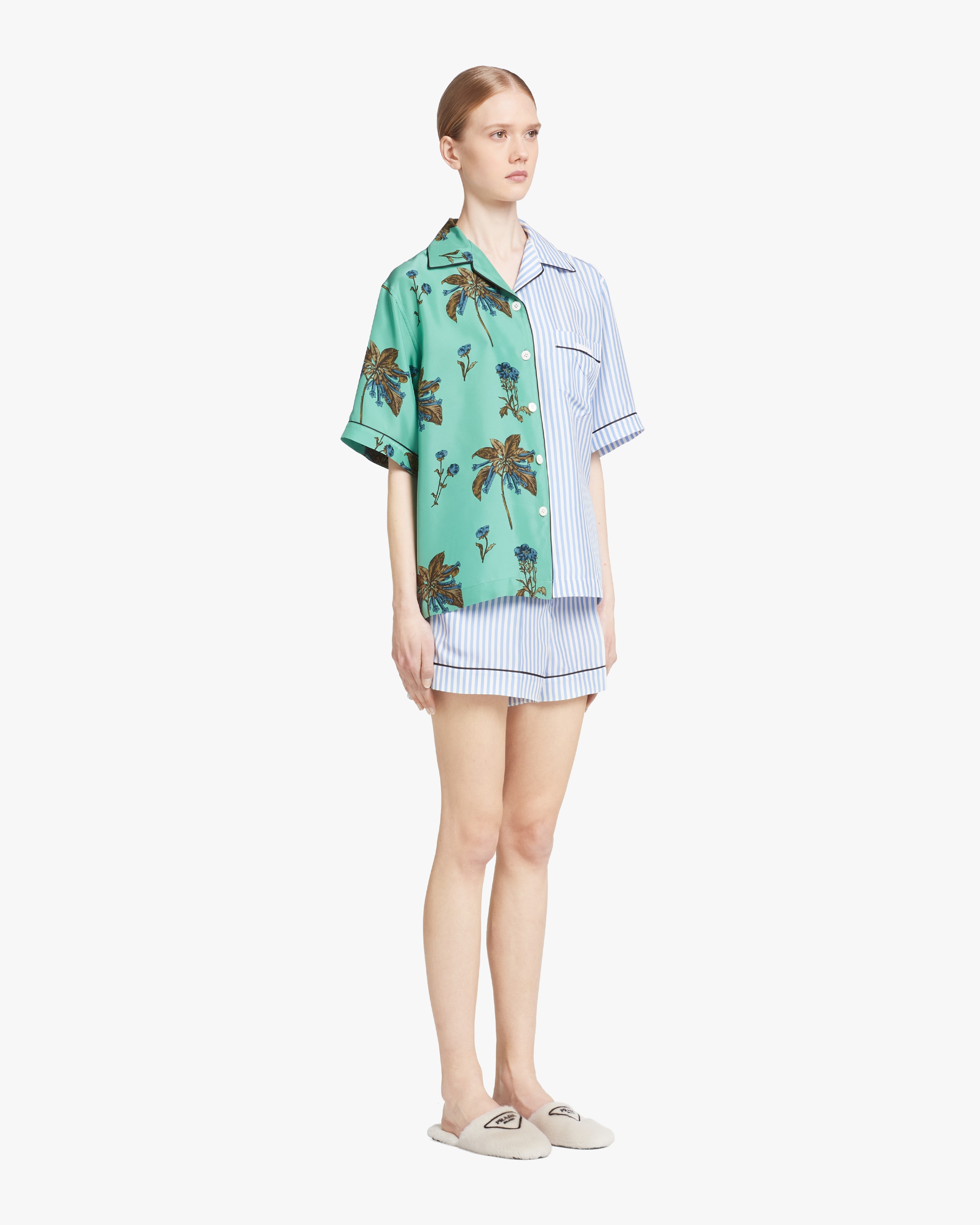 Aquamarine Double Match silk shirt | Prada
