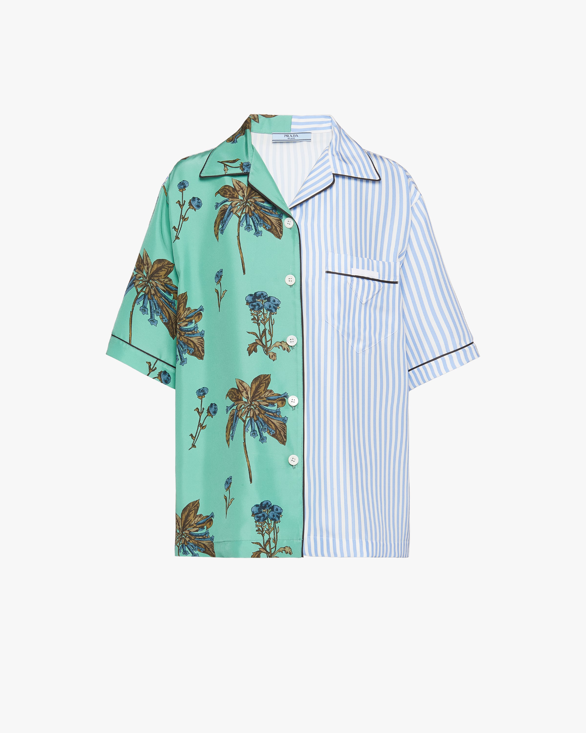 Aquamarine Double Match silk shirt | Prada