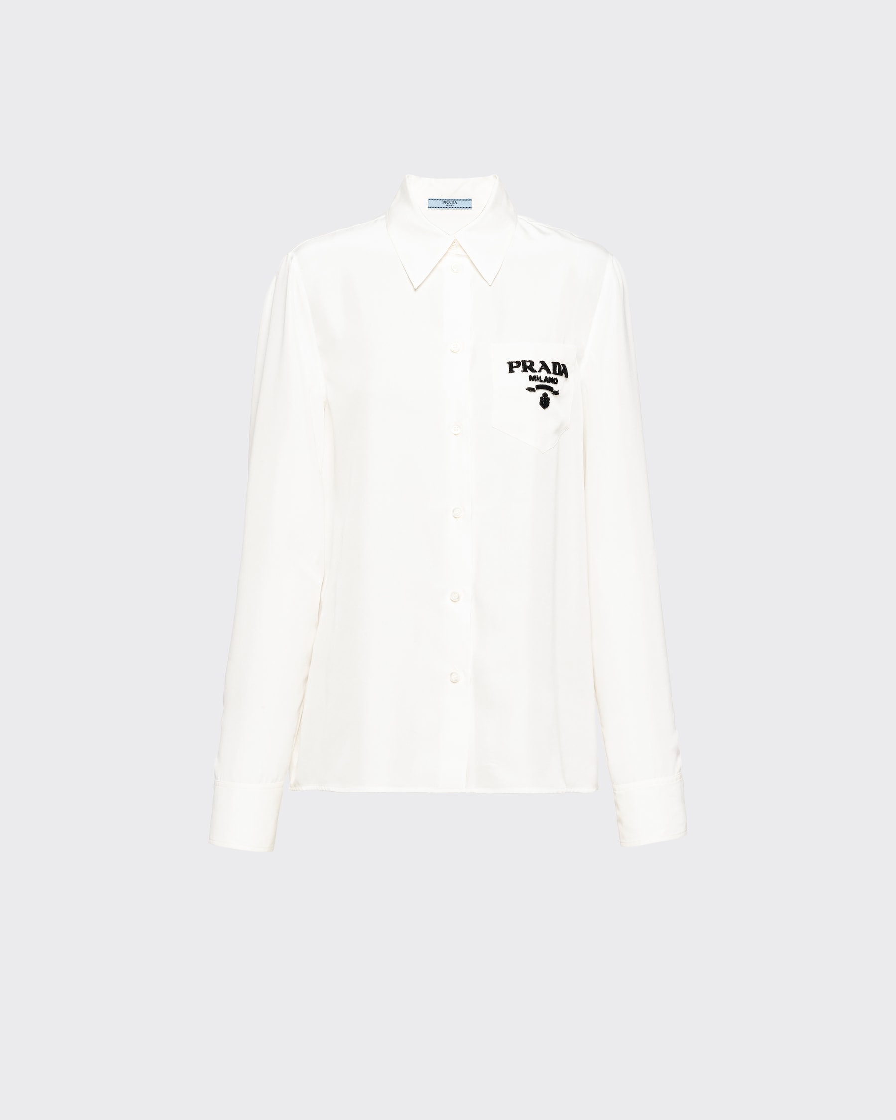 White Embroidered Poplin Blouse | PRADA