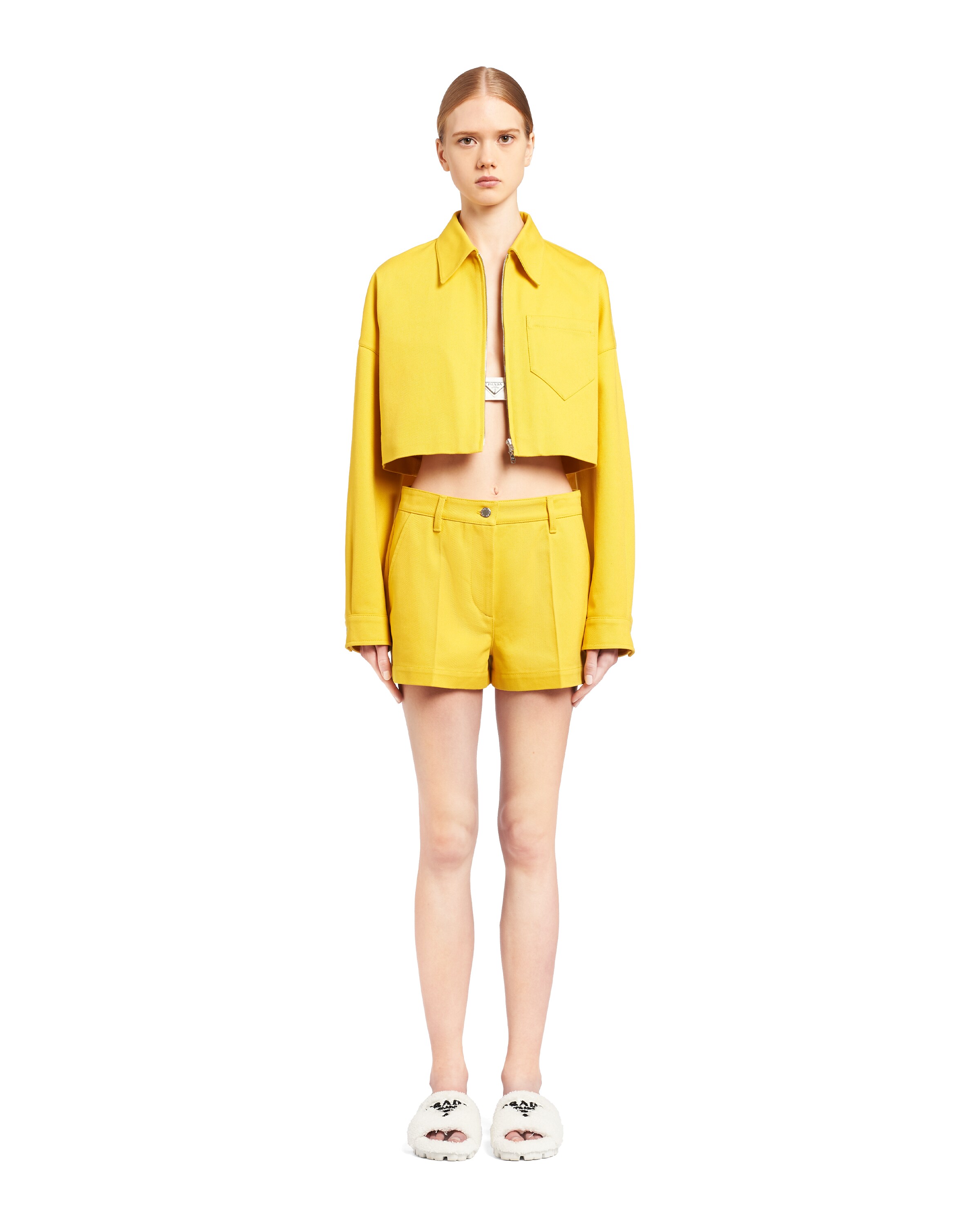 Sunny Yellow Cropped drill jacket | Prada