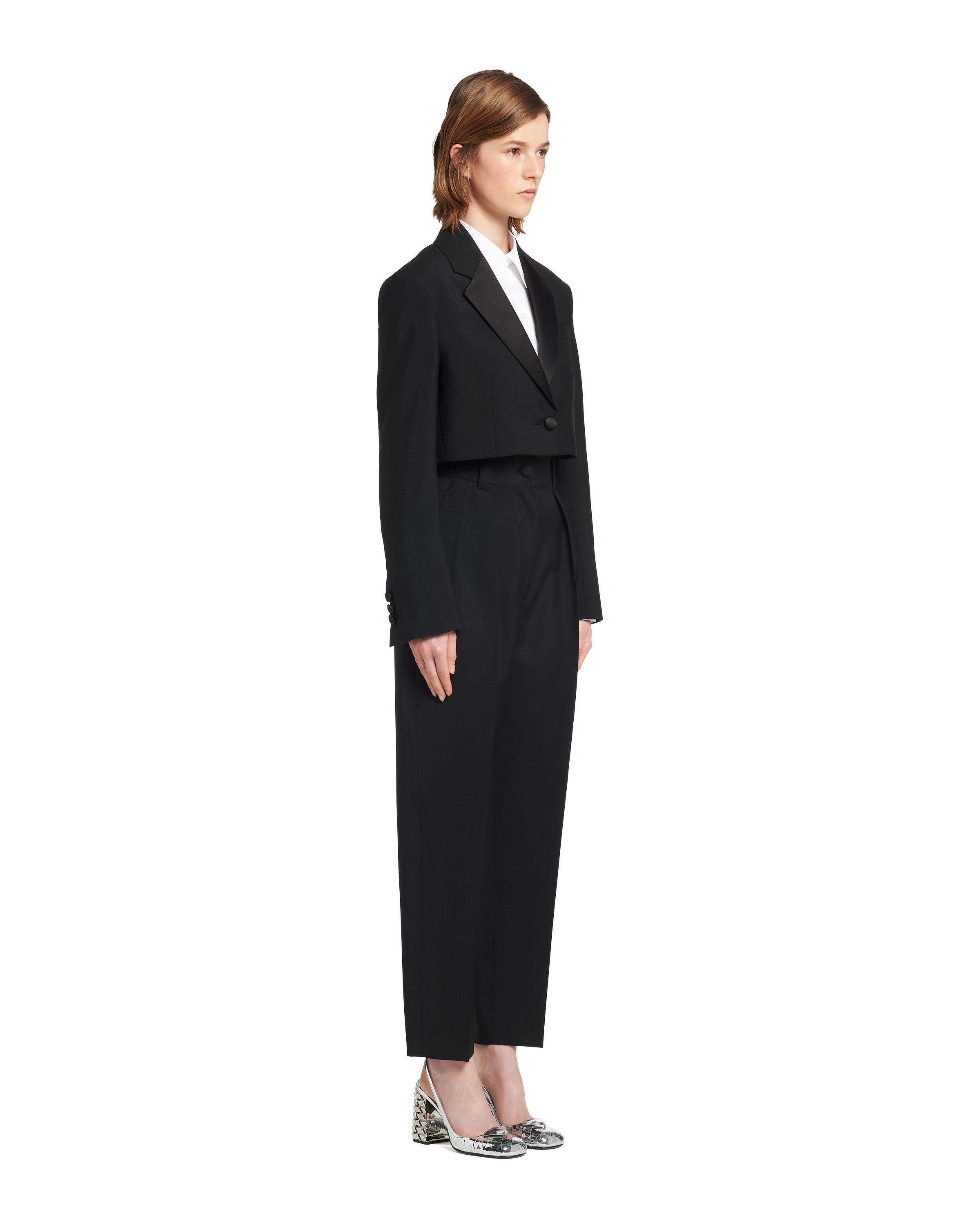 Black Cropped kid mohair jacket | Prada