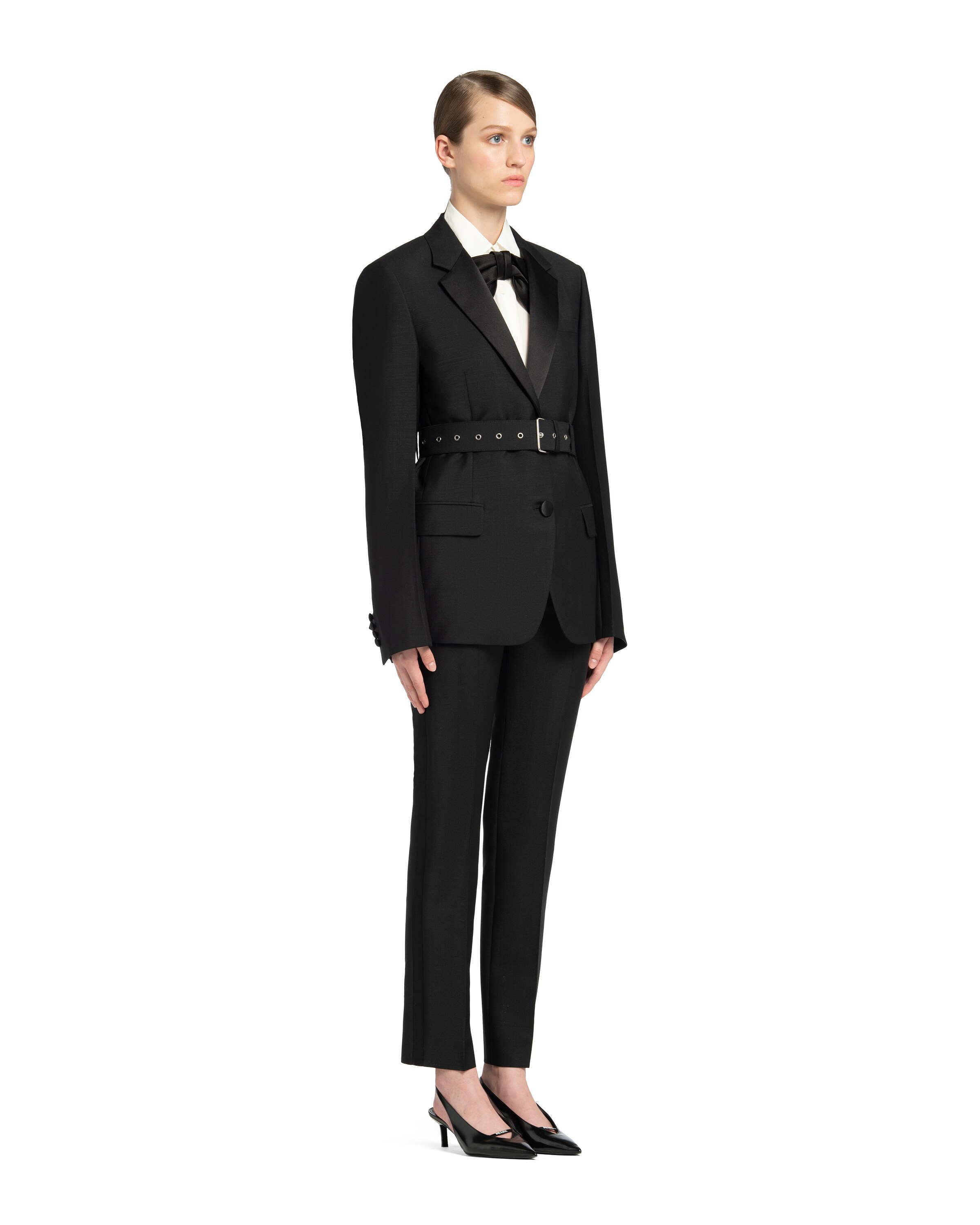 Black/black Single-breasted jacket in kid mohair | Prada