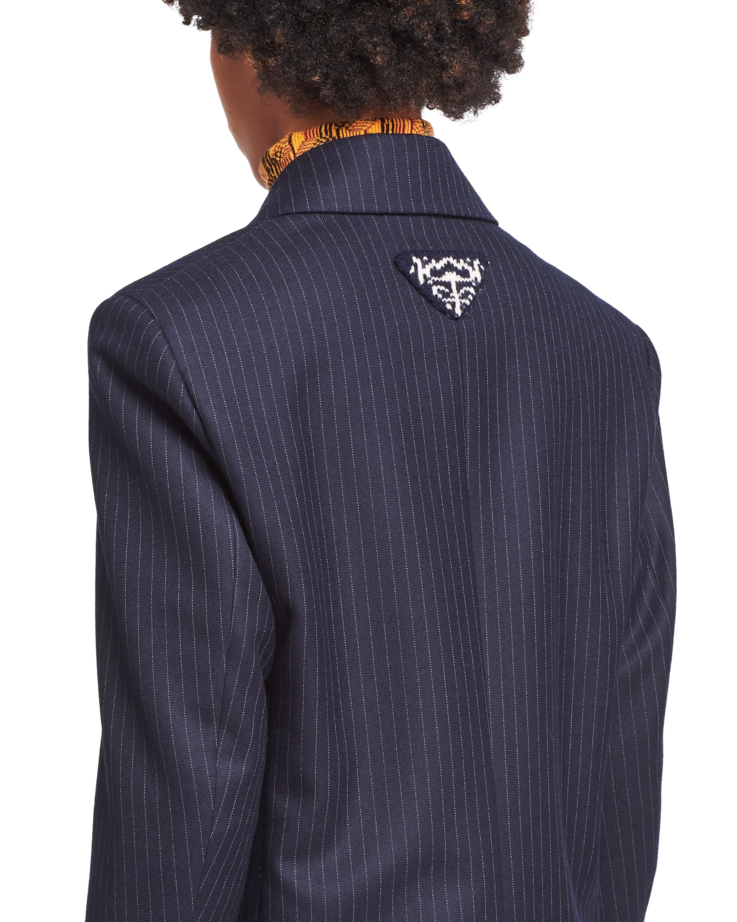 Navy Single-breasted pinstripe jacket | Prada