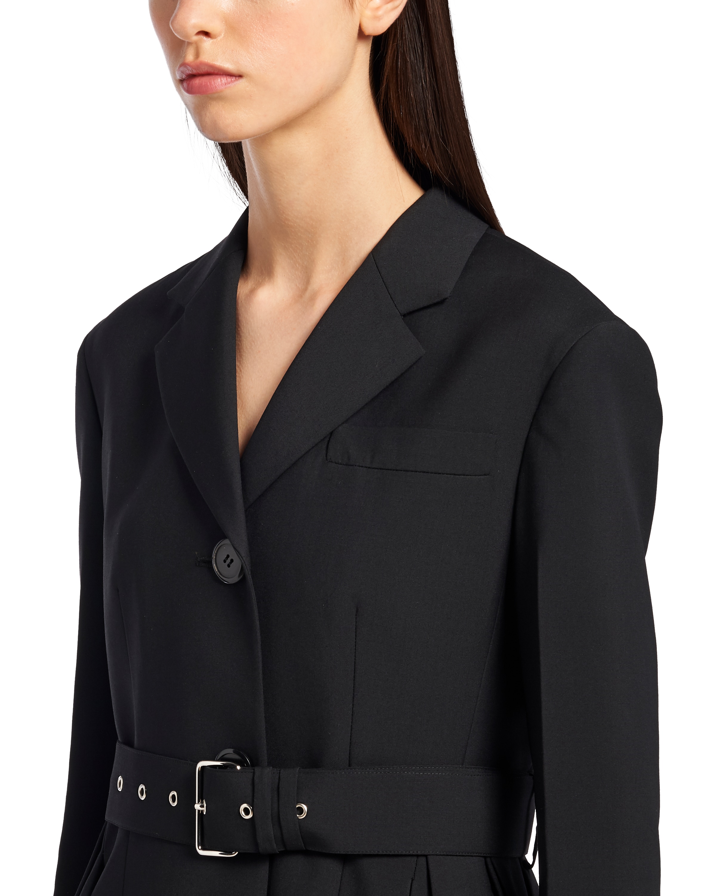 Black Lightweight single-breasted wool overcoat | Prada