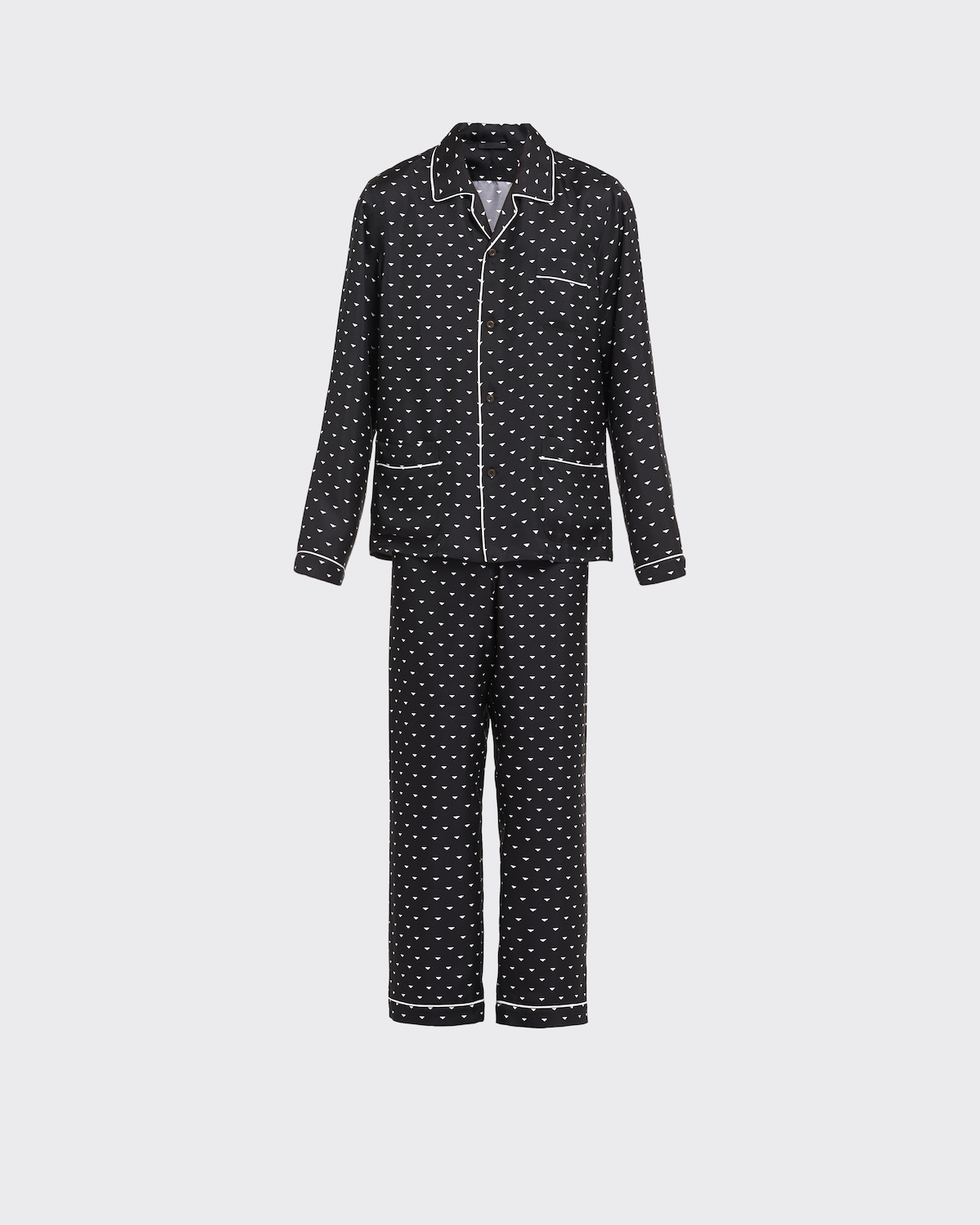 Black/white Silk Twill Pajamas | PRADA