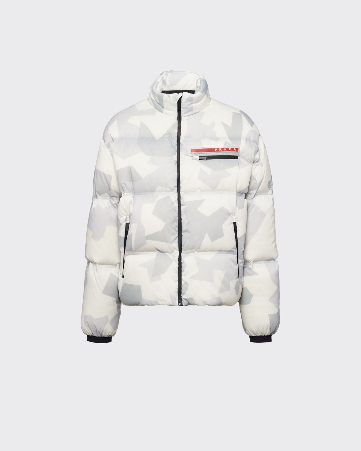 Marble Gray Waterproof Camouflage Re-nylon Down Jacket | PRADA