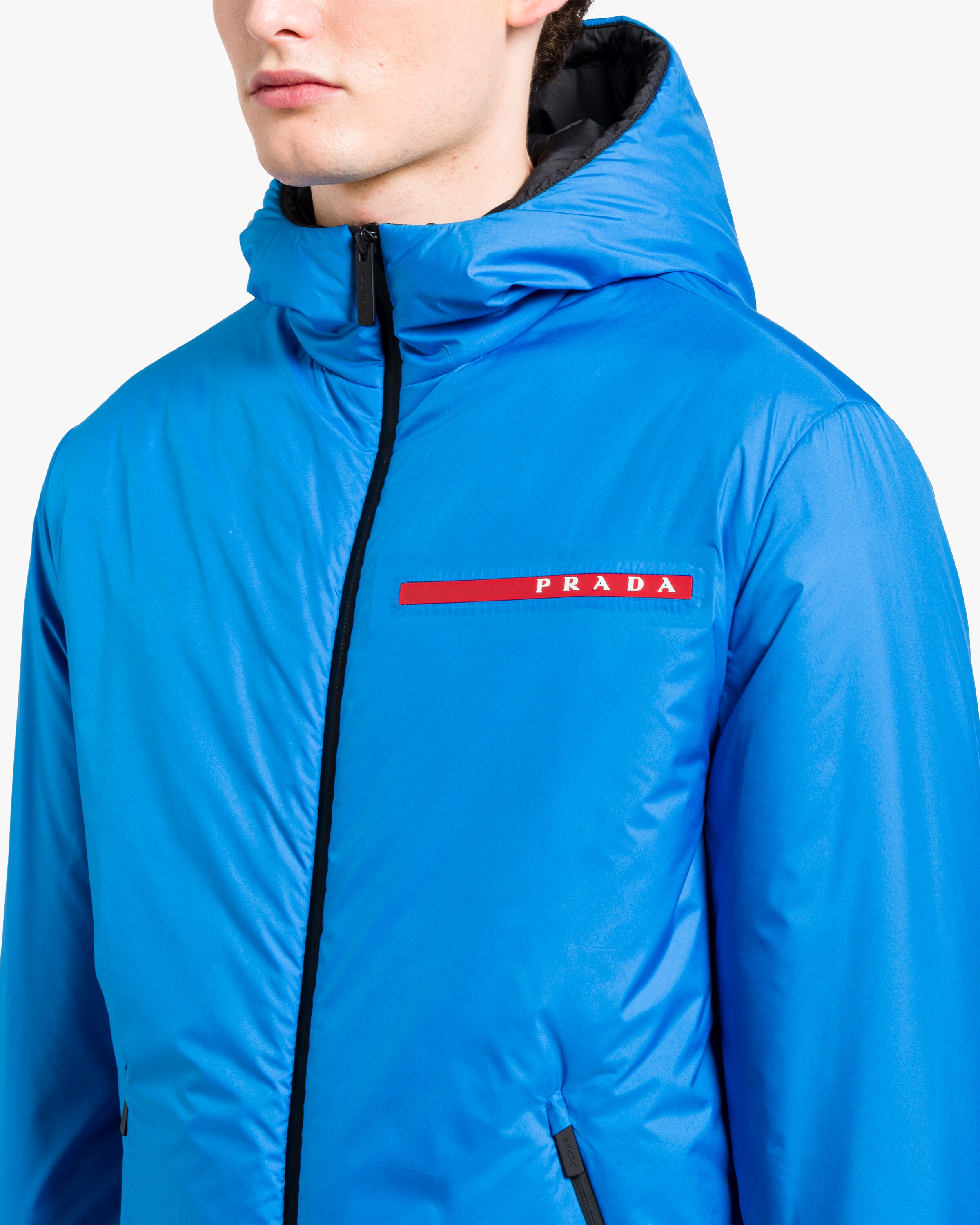Light Blue Light Polyester padded jacket | Prada