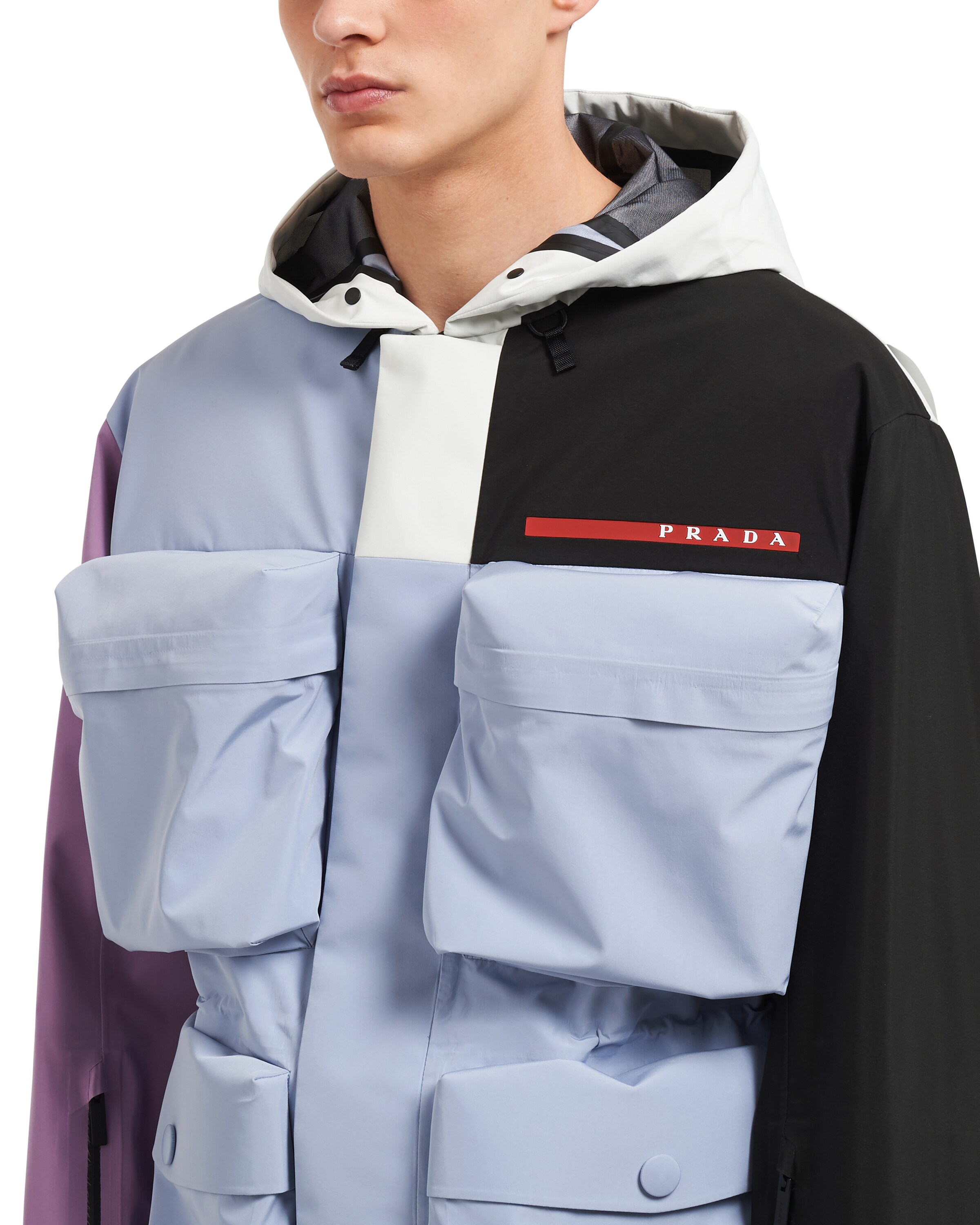 Cloudy Gray/lilac Technical fabric cargo jacket | Prada