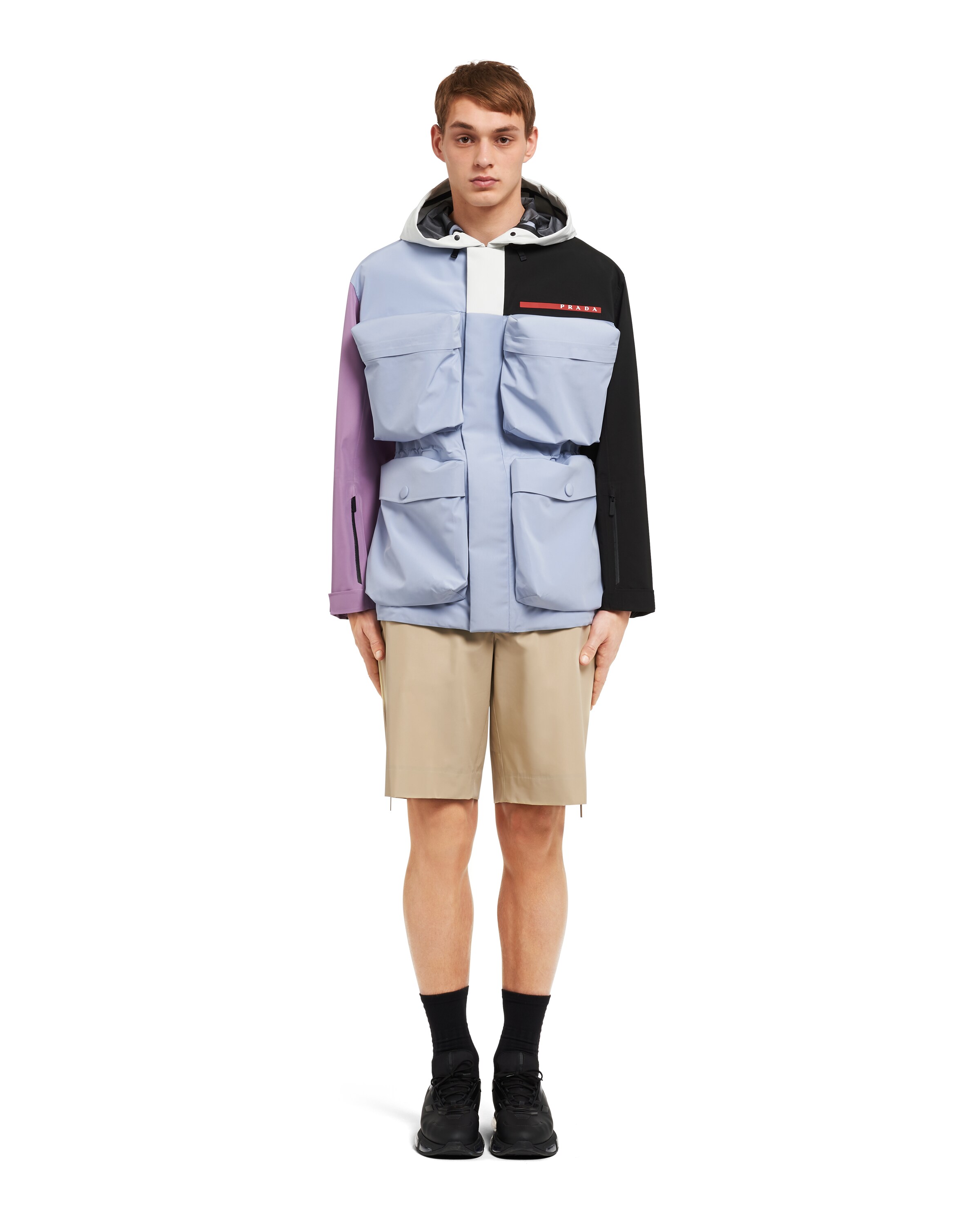 Cloudy Gray/lilac Technical fabric cargo jacket | Prada