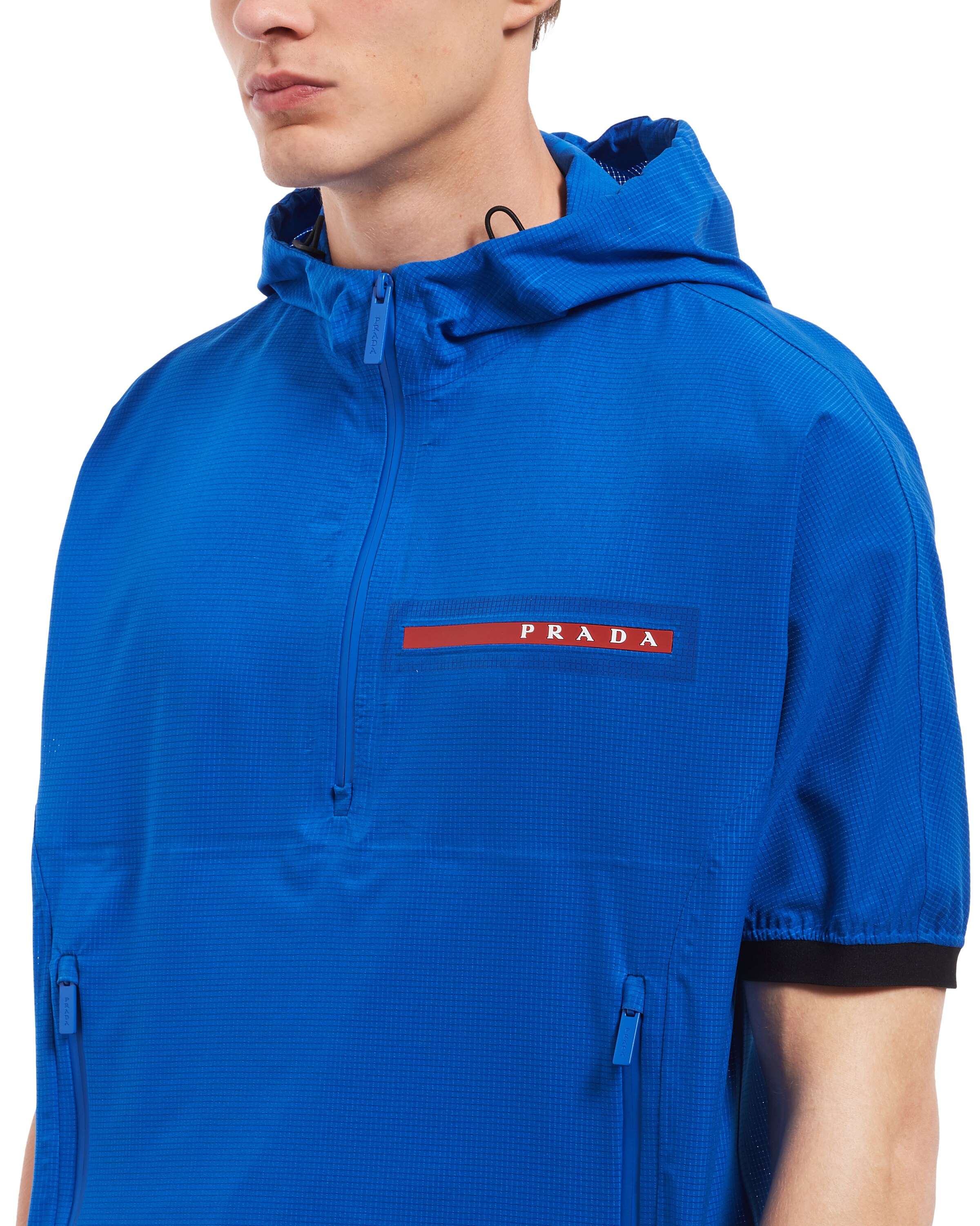 Cobalt Blue Light Bi-Stretch short-sleeved jacket | Prada