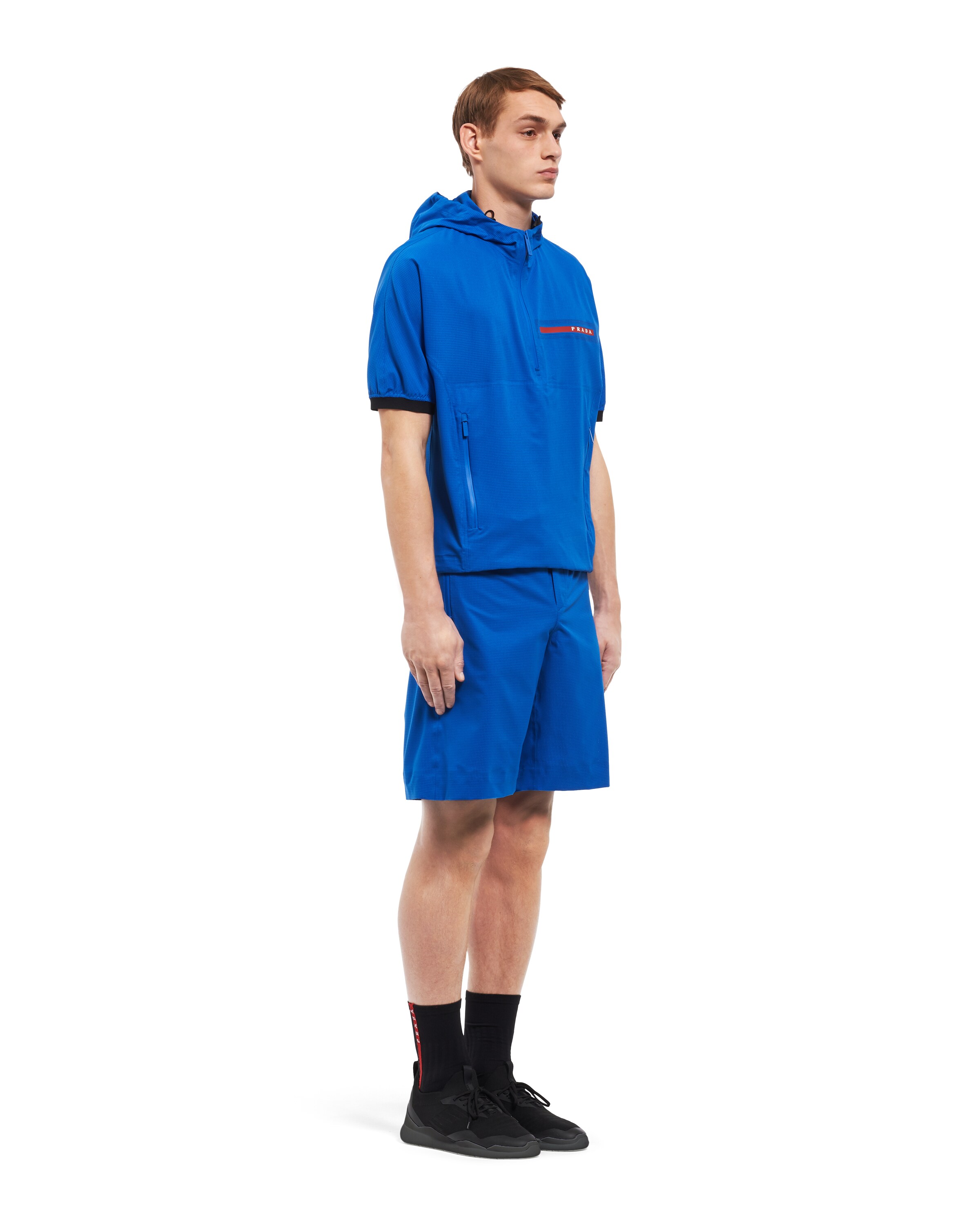Cobalt Blue Light Bi-Stretch short-sleeved jacket | Prada