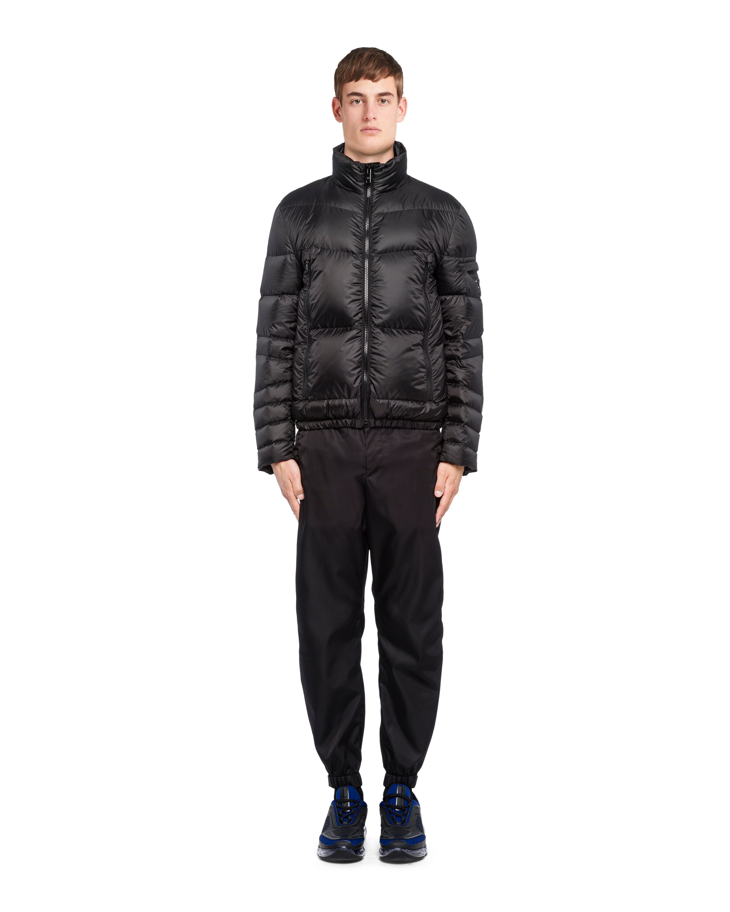 Black Technical eggshell fabric puffer jacket | Prada