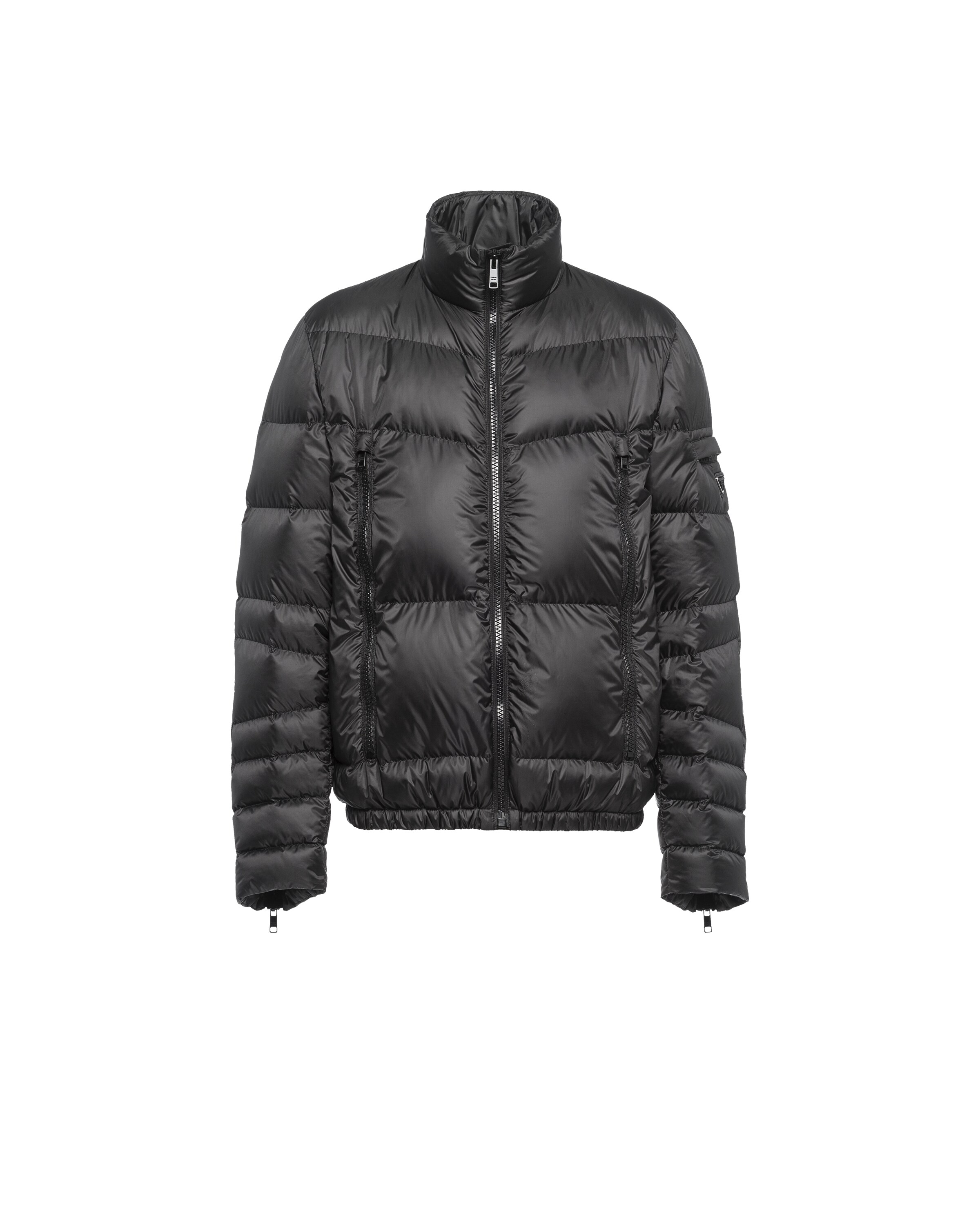 Black Technical eggshell fabric puffer jacket | Prada