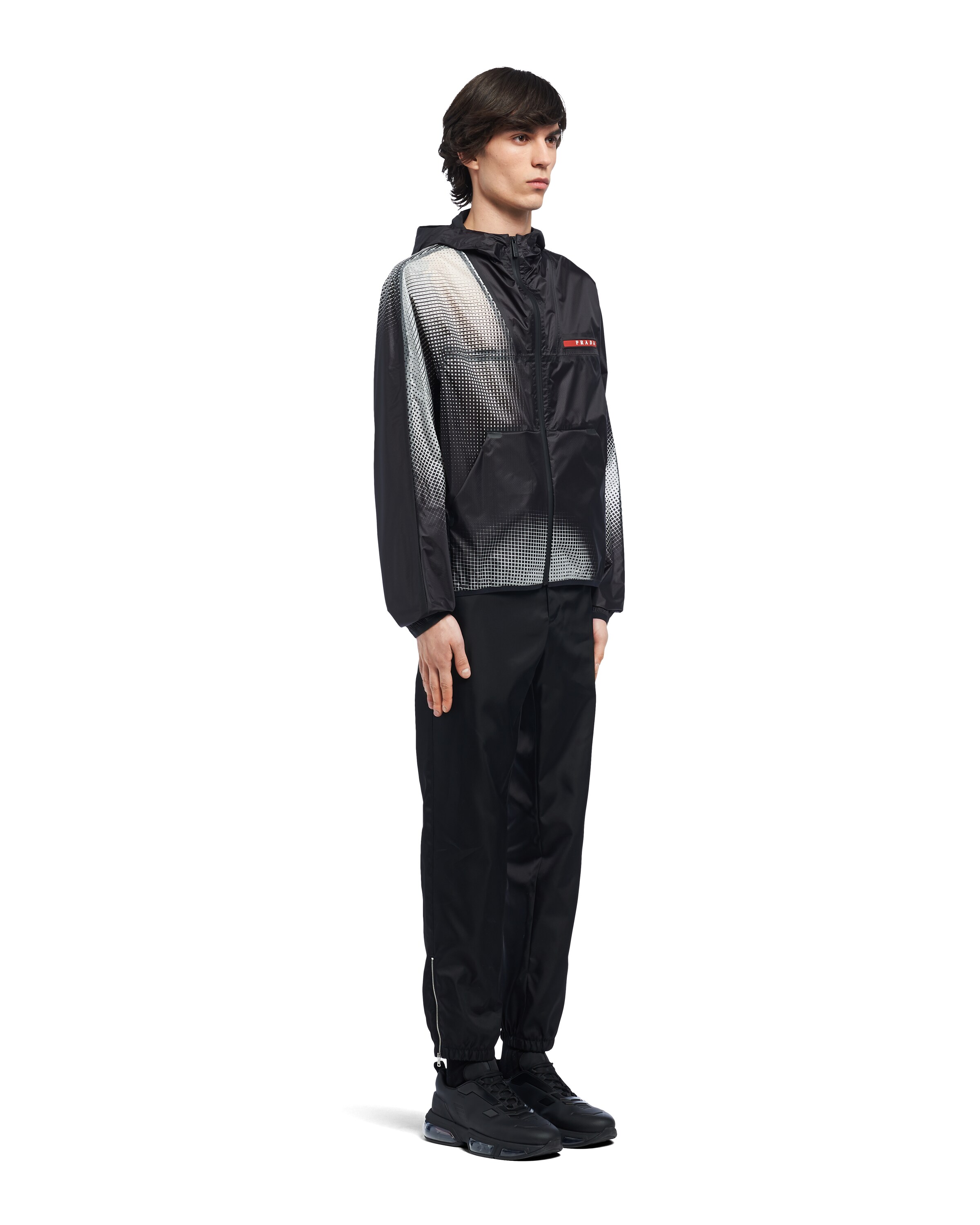 Black Printed ripstop windbreaker | Prada
