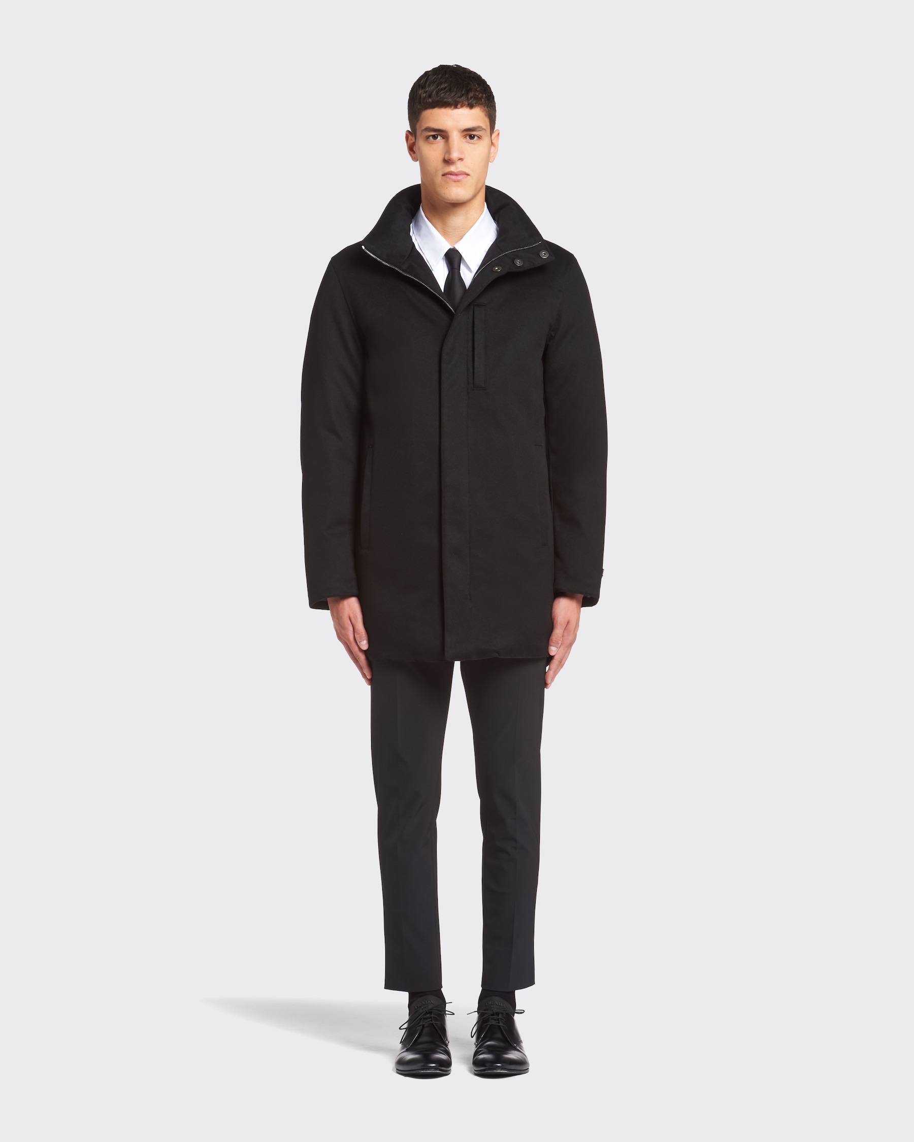 Black Long Cashmere Puffer Jacket | PRADA