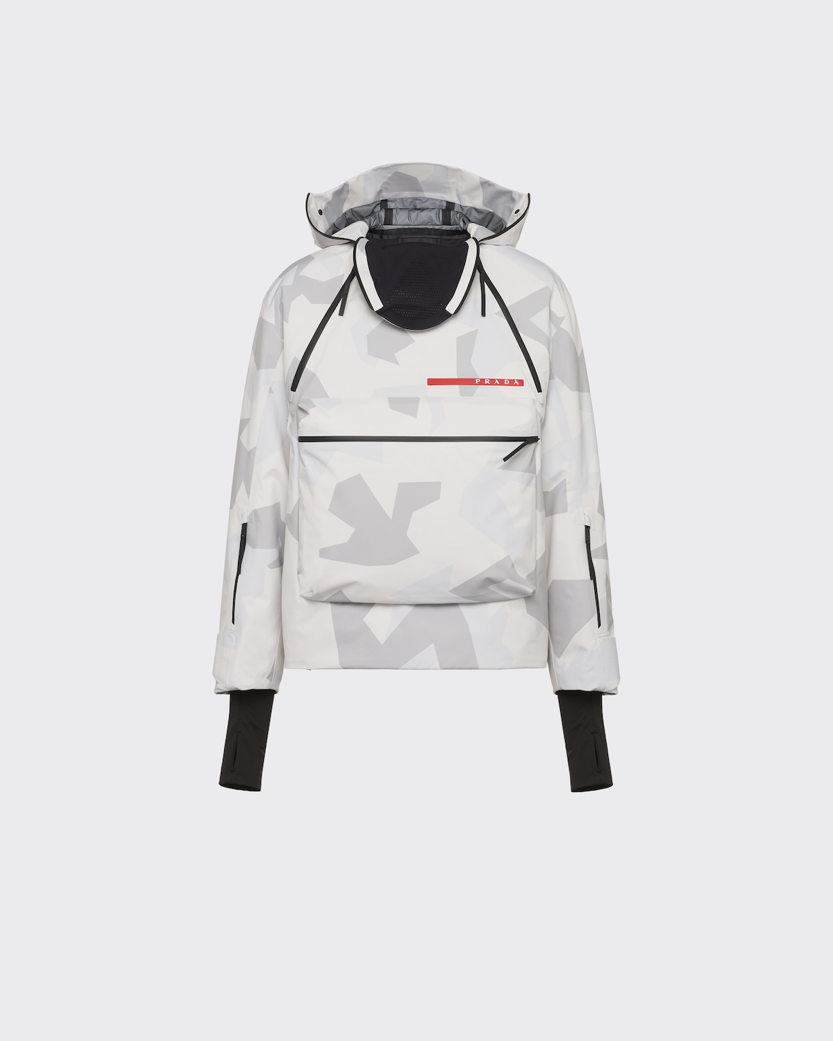 Marble Gray Printed Technical Fabric Snowboard Jacket | PRADA