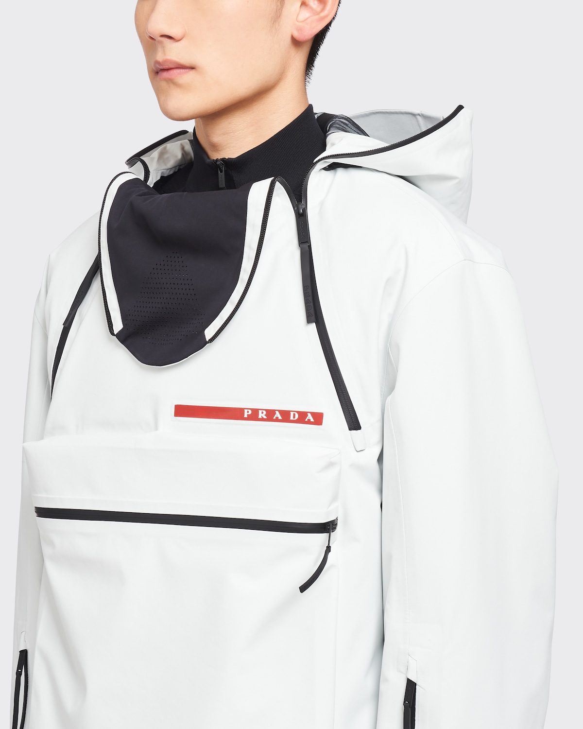 Chalk White Technical Fabric Snowboard Jacket | PRADA