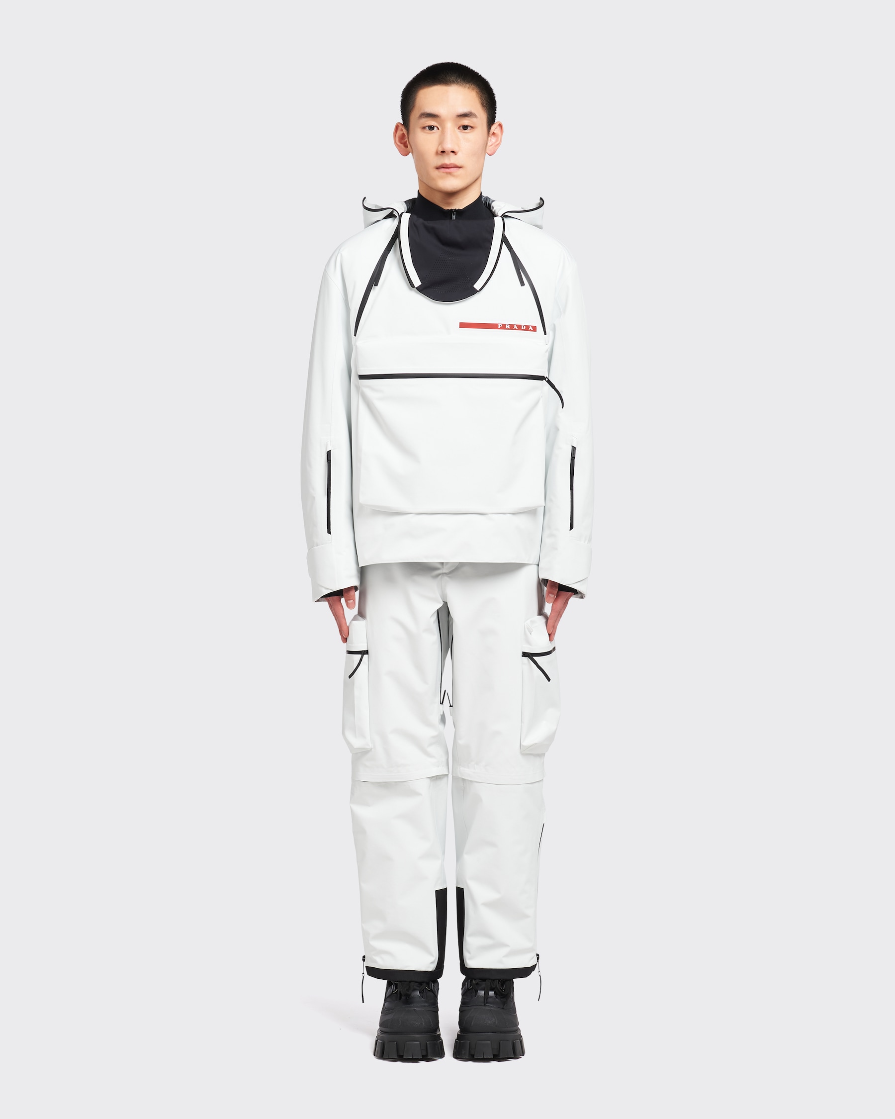 Chalk White Technical Fabric Snowboard Jacket | PRADA