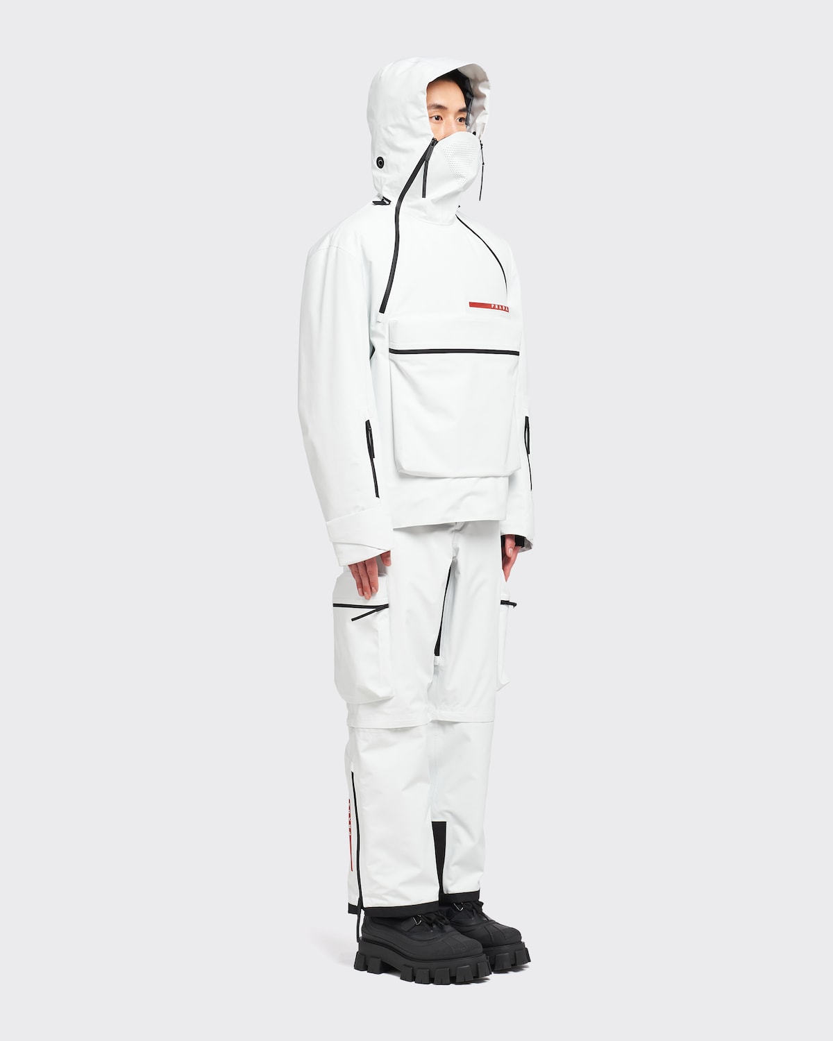 Chalk White Technical Fabric Snowboard Jacket | PRADA