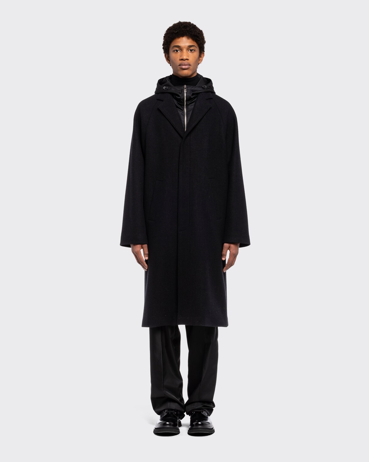 Black Wool Blend Coat | PRADA