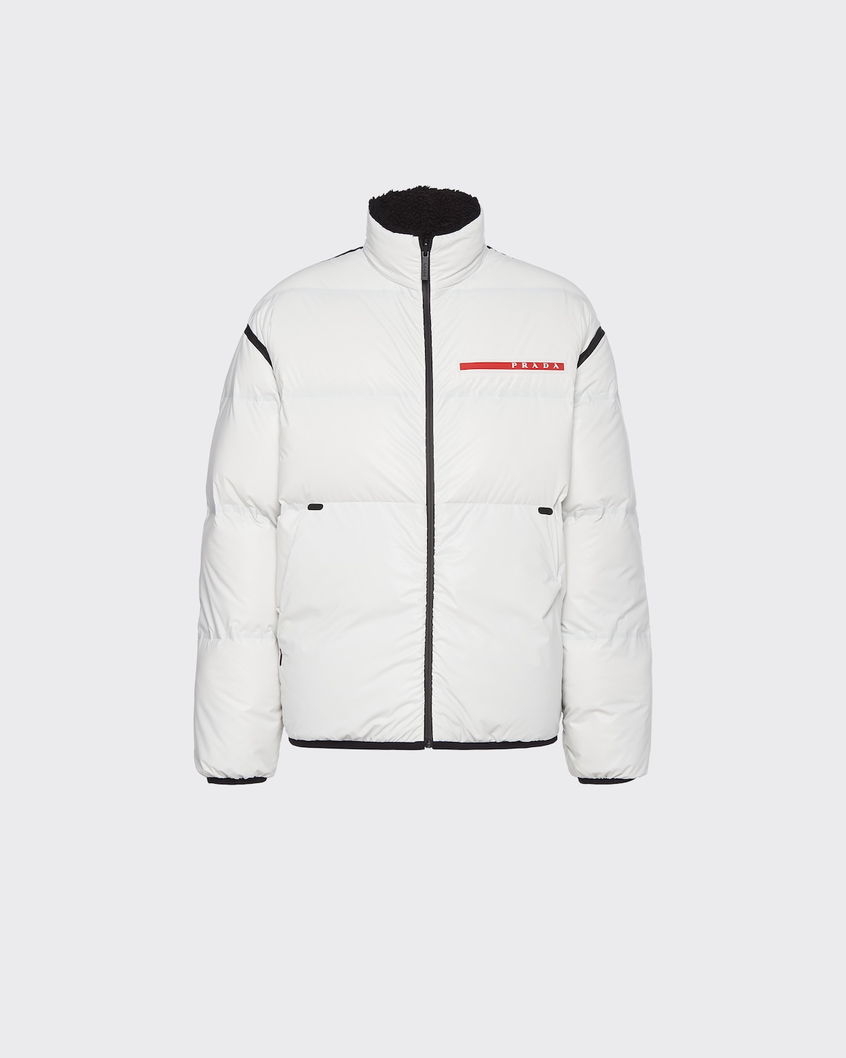 Chalk White Reversible Cropped Light Nylon Down Jacket | PRADA