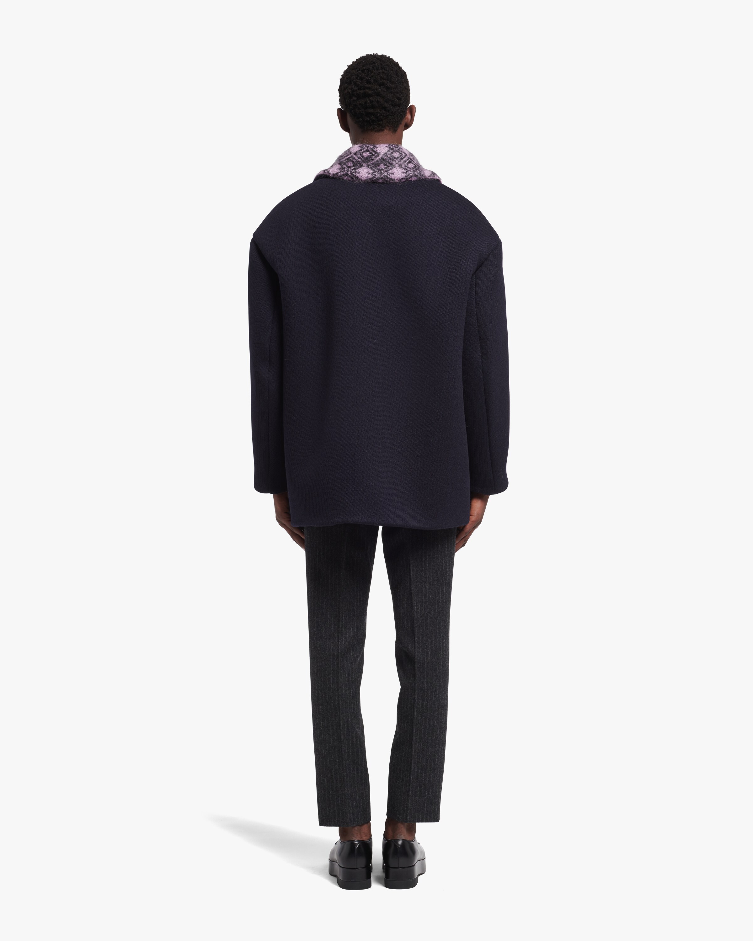 Navy Double-breasted wool caban jacket | Prada