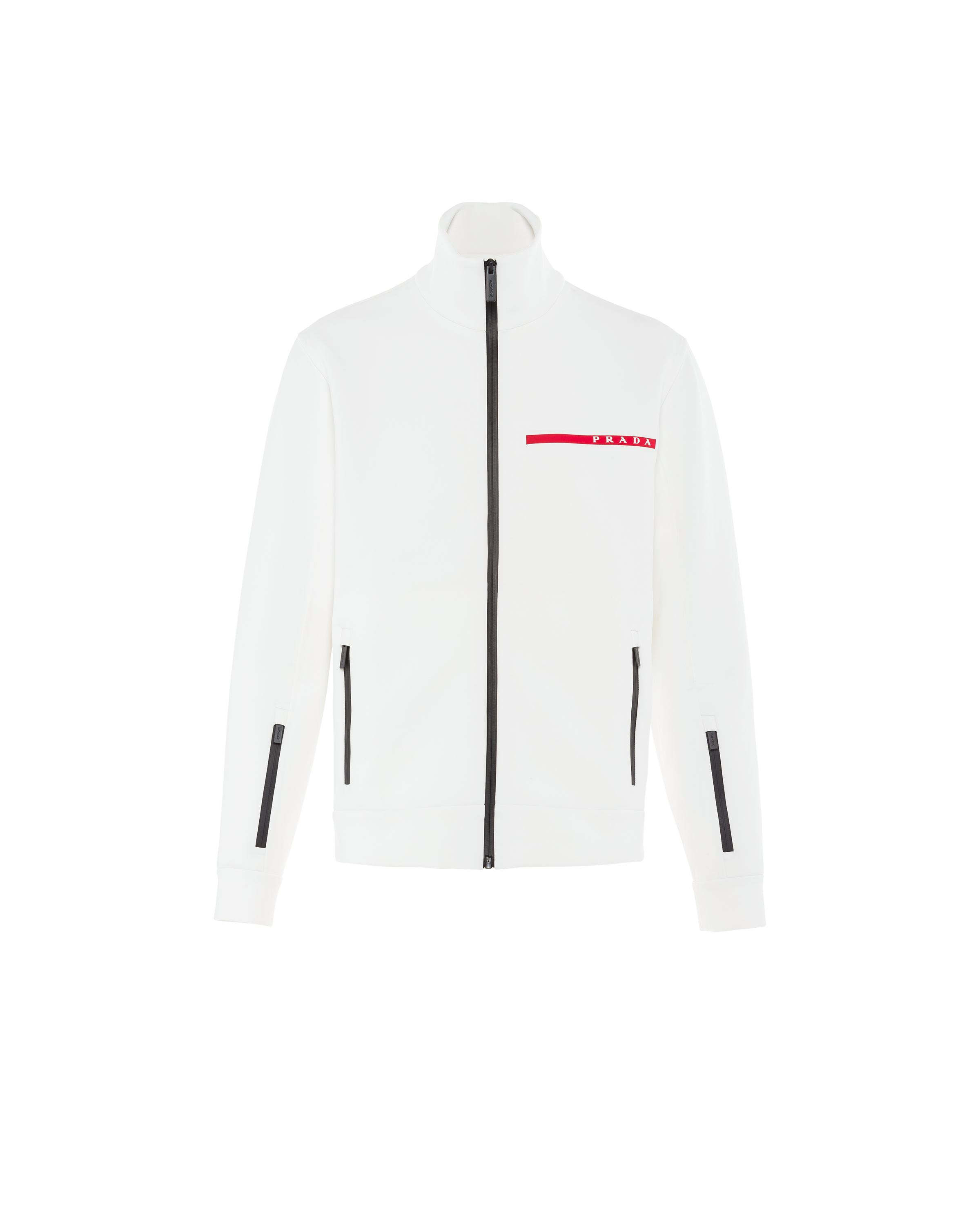 Felpa con zip in jersey double riciclato Bianco | Prada