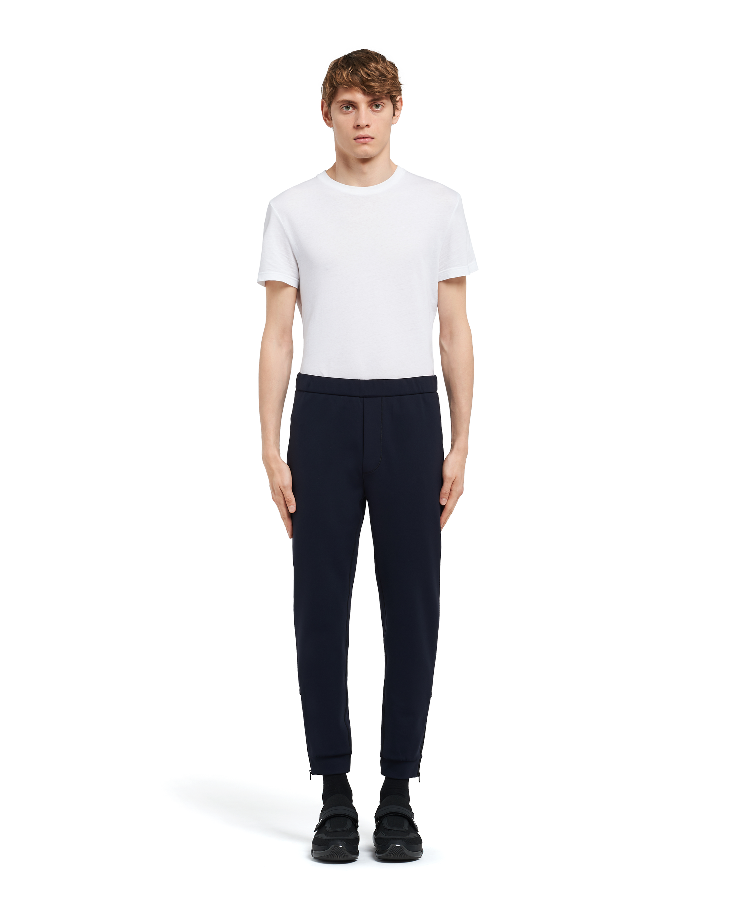 Blue/black Punto Stoffa knit trousers | Prada