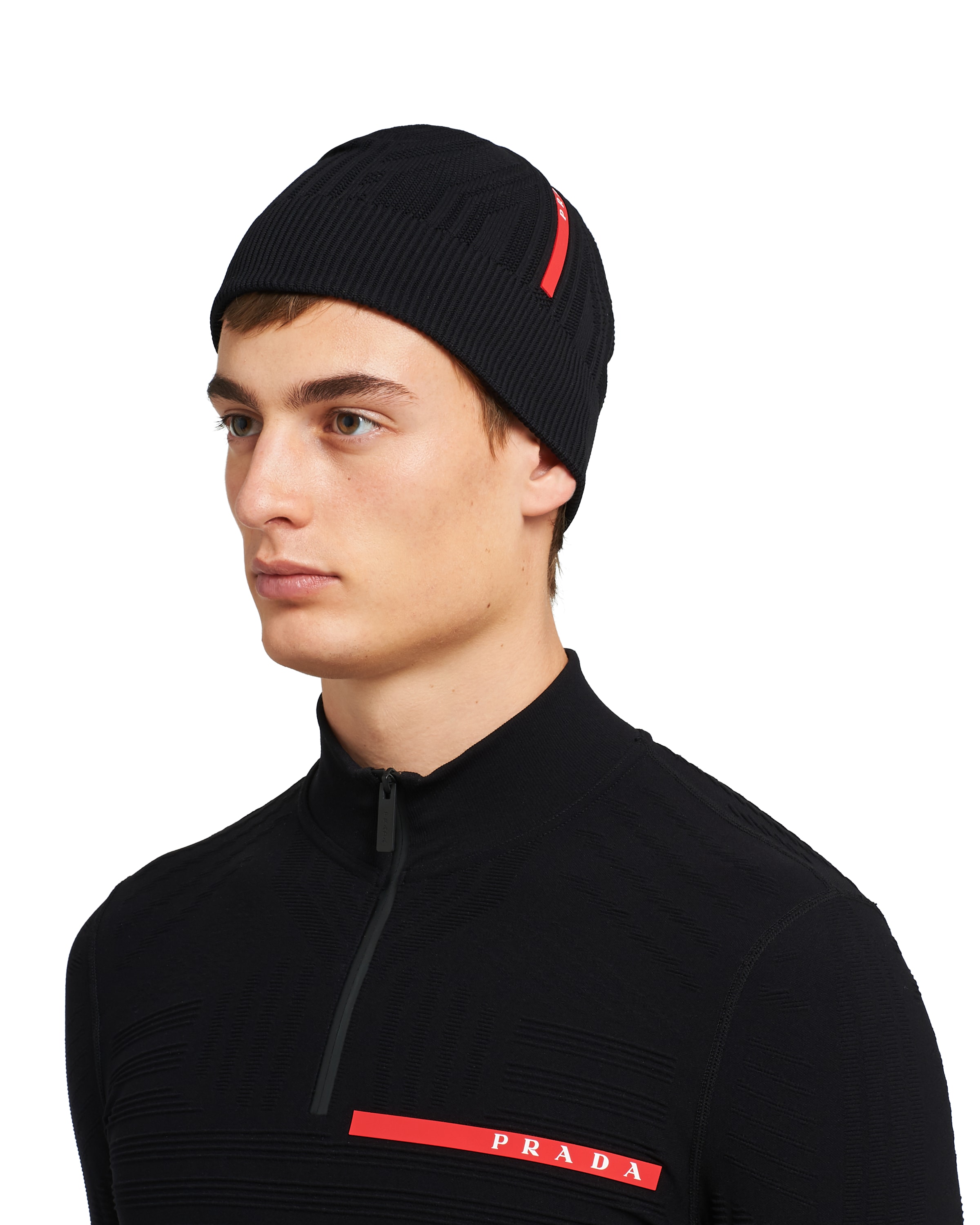 Black Technical knit beanie | Prada