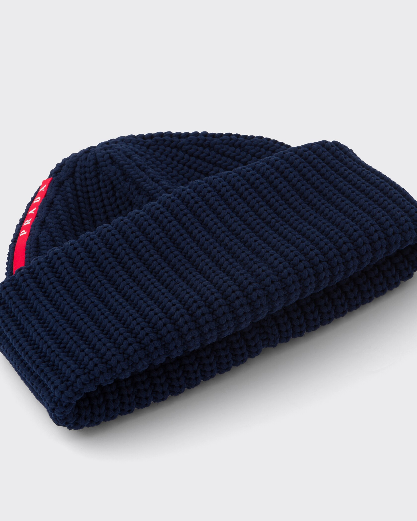 Navy Tec Rec Nylon Ribbed Beanie | PRADA