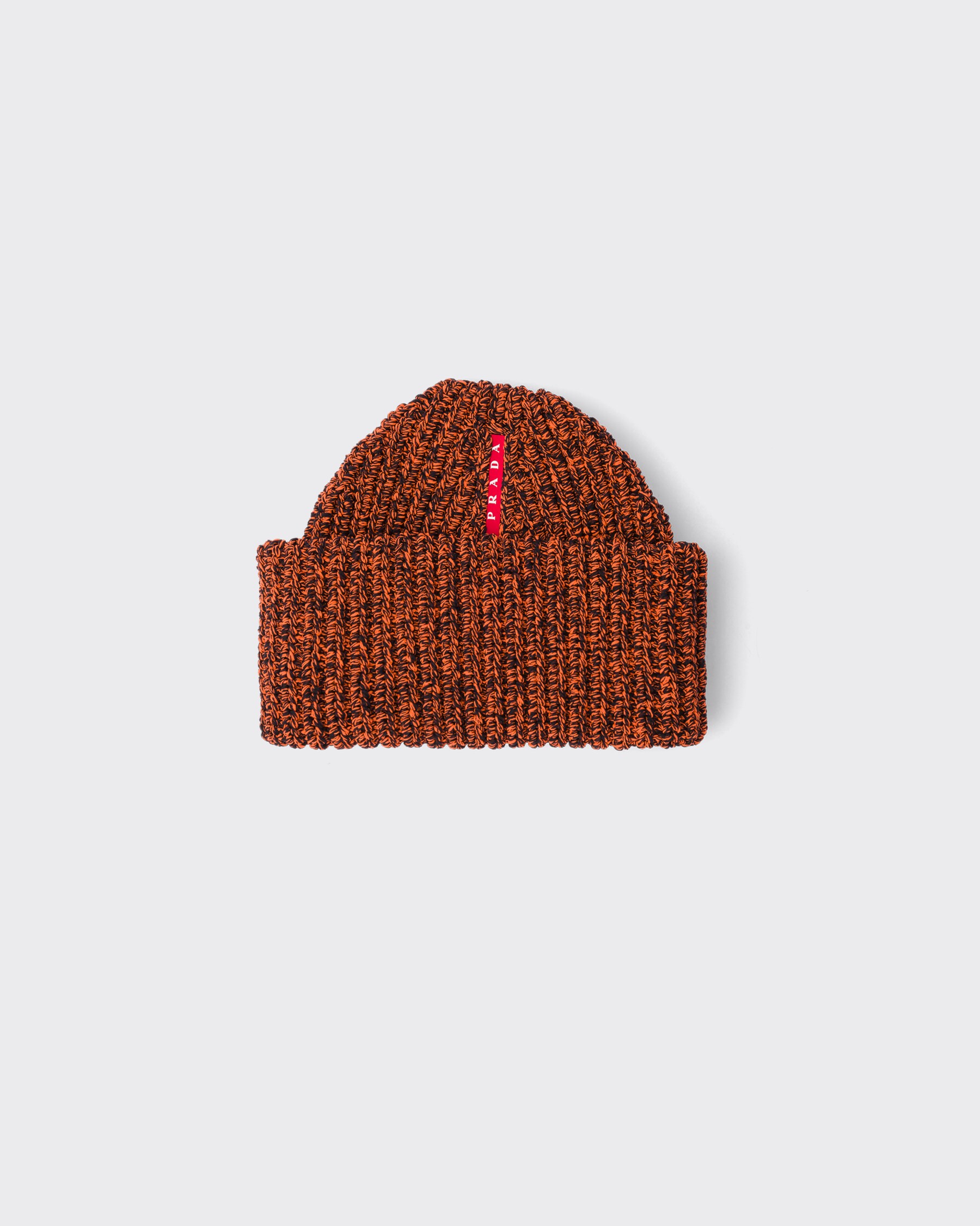 Orange Melange Technical Knit Beanie | PRADA